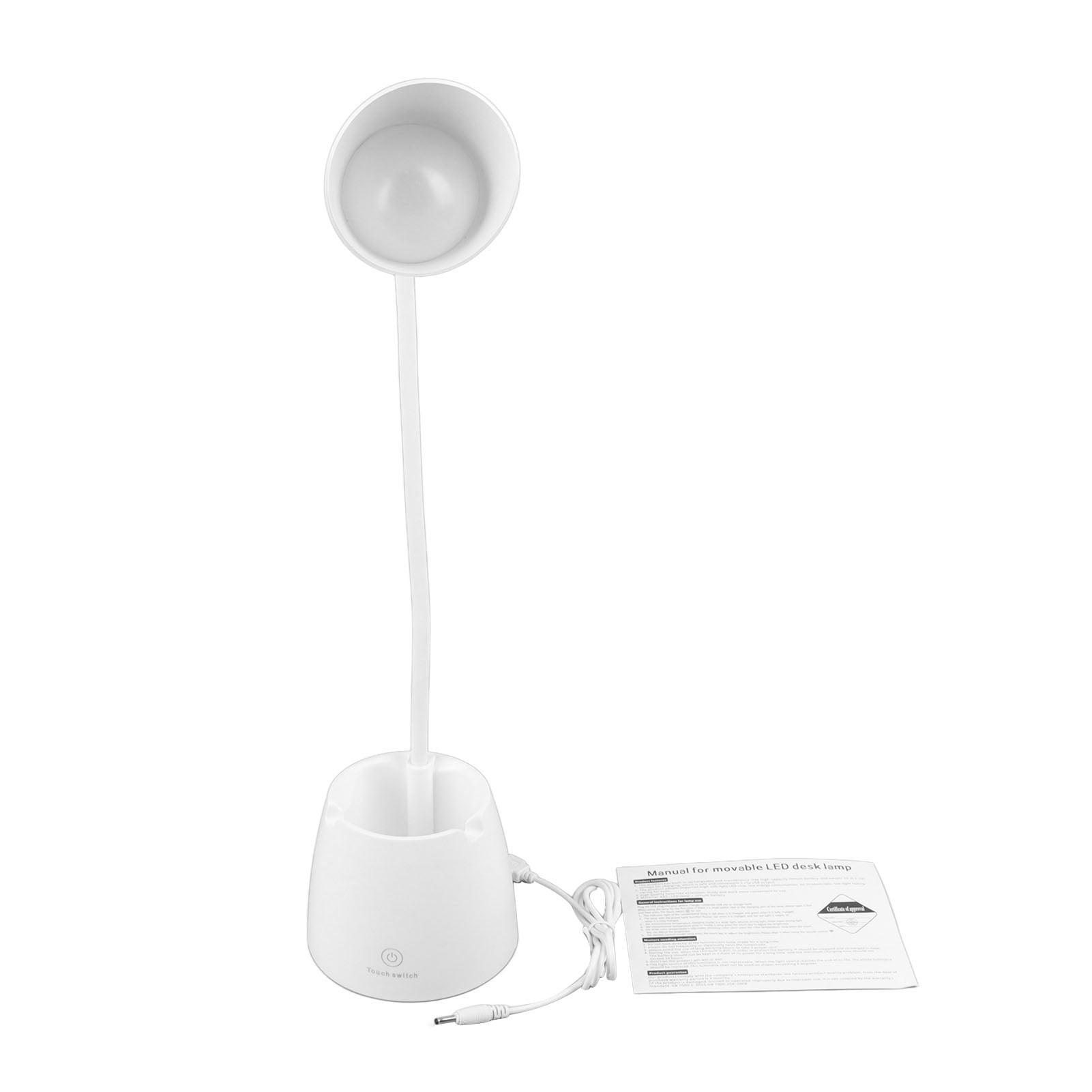White Creative Rechargeable LED Reading Desk Lamp 2000mAh Touch ...