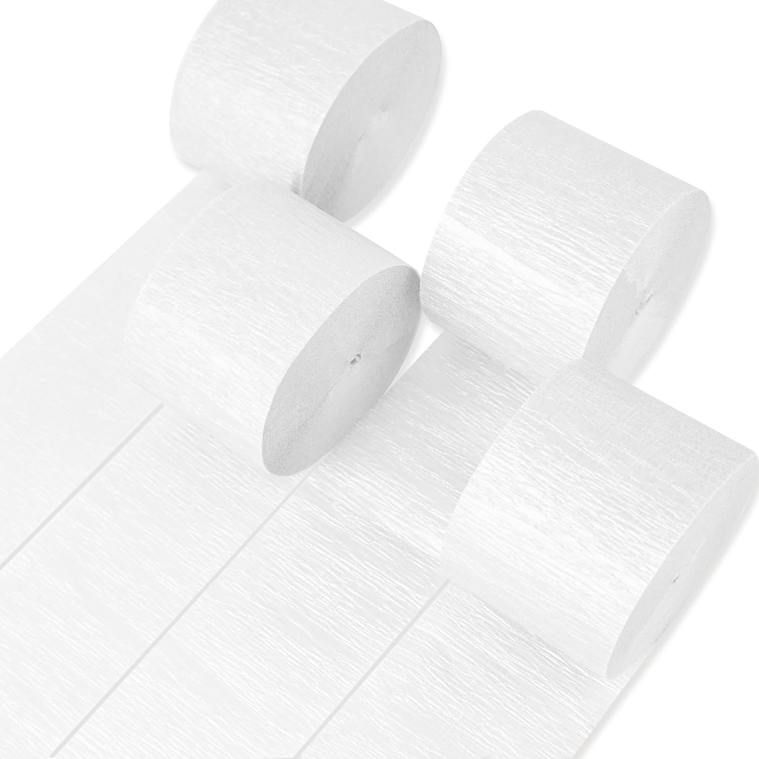 White Crepe Paper Streamers 4pcs 328ft Pack of Pearl White Crepe Paper ...