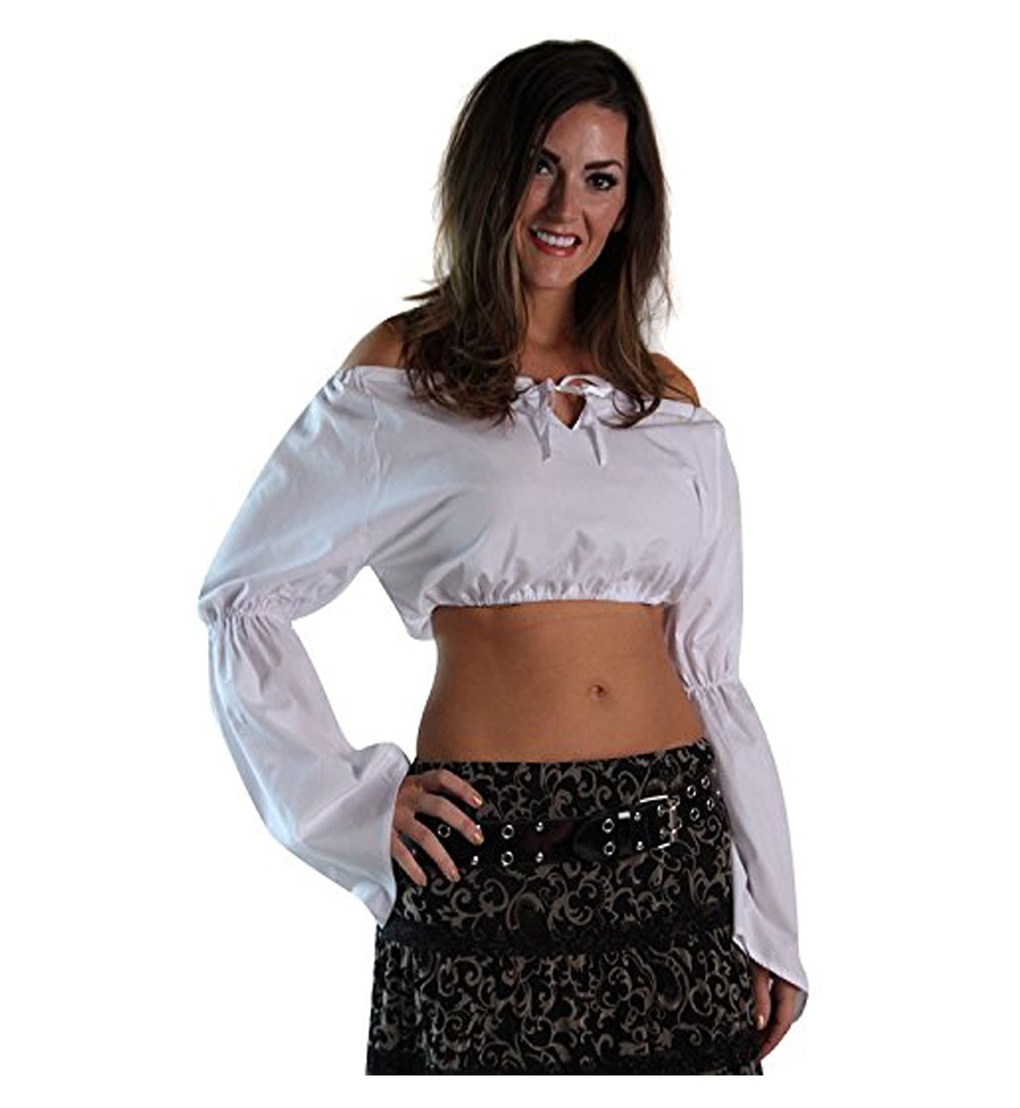 White Cropped Steampunk Blouse, Small | Steampunk Clothing for Women ...
