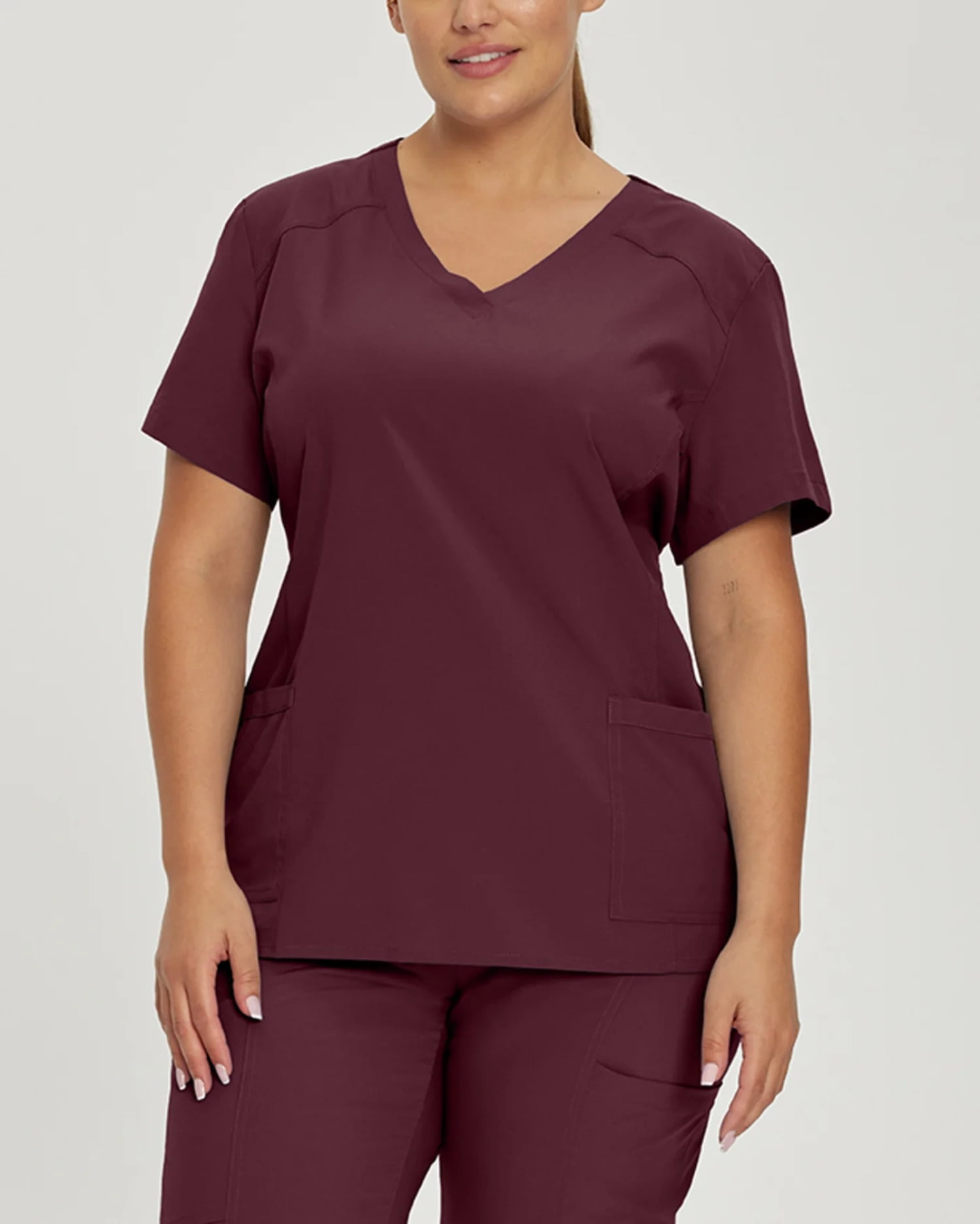 White Cross Fit 2-Pocket V-Neck Scrub Top - Walmart.com