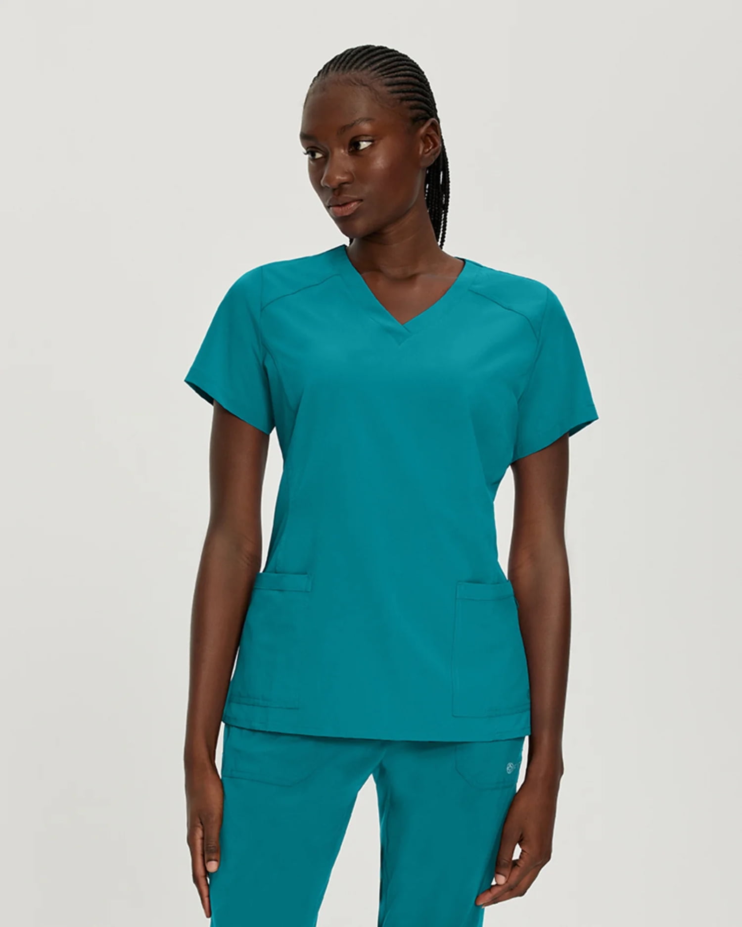 White Cross Fit 2-Pocket V-Neck Scrub Top - Walmart.com