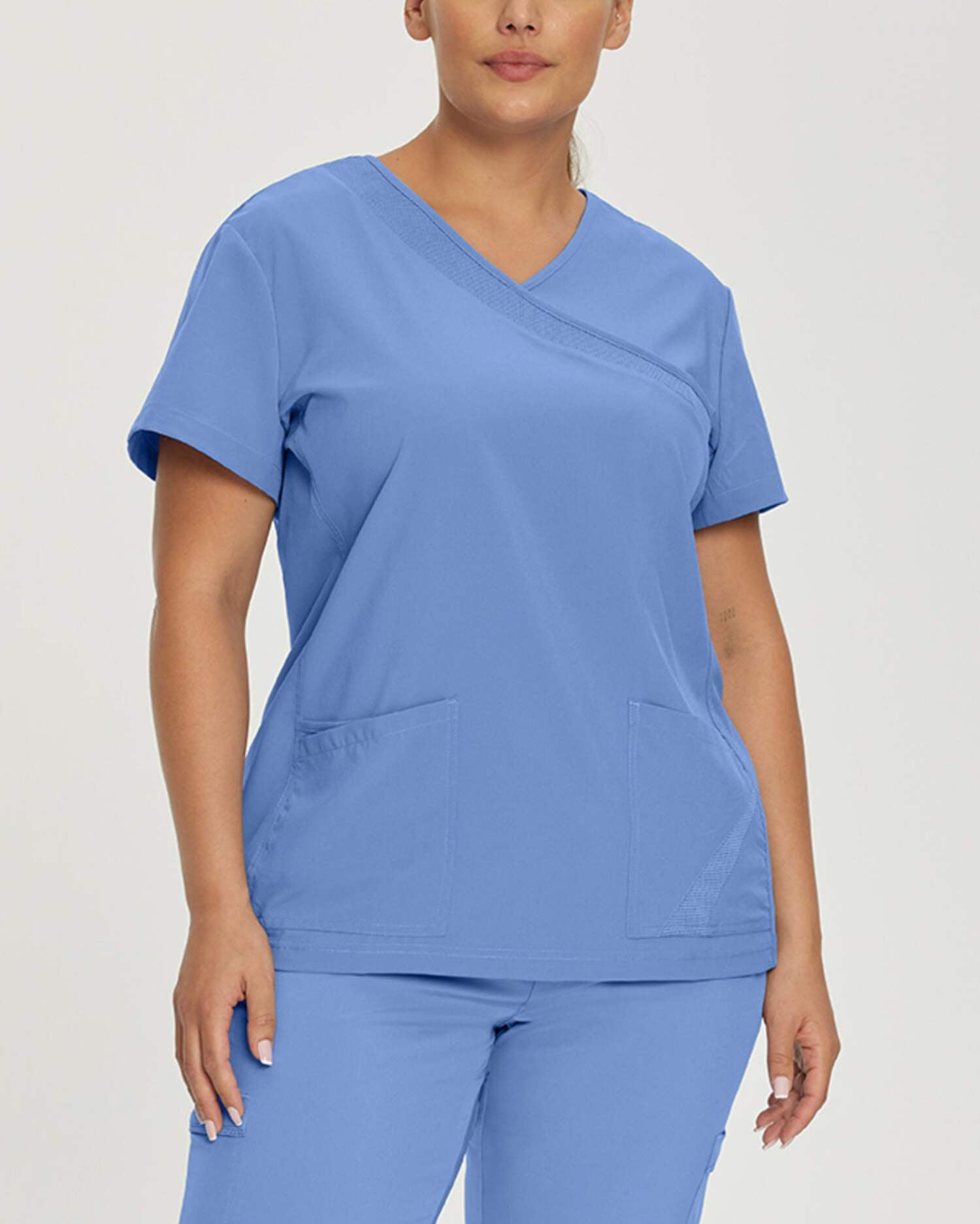 White Cross Fit 3-Pocket Mock Wrap Scrub Top - Walmart Business Supplies