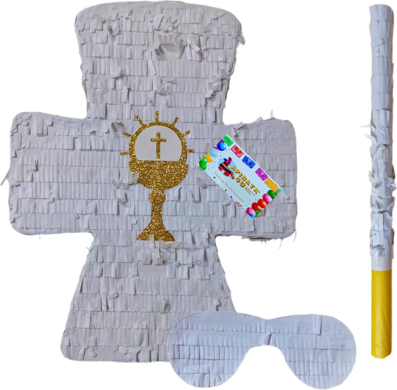 White Cross Pinata With Chalice Accents (17.5X13.4X3.5 Inch) - Perfect ...
