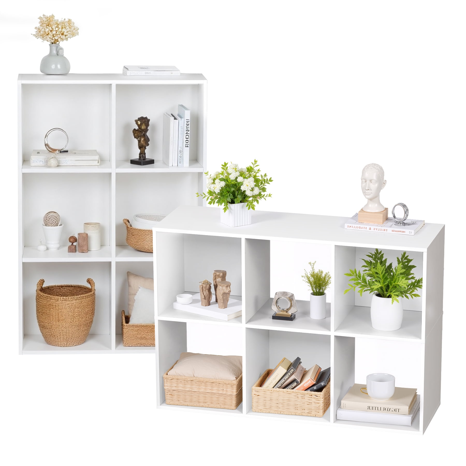 White Cube Storage Unit, 3-tier Bookcase with 6 Cube Storage Unit, Open ...