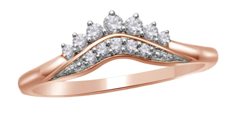 AFFY White Cubic Zirconia Double Row Contour Tiara Anniversary Band ...