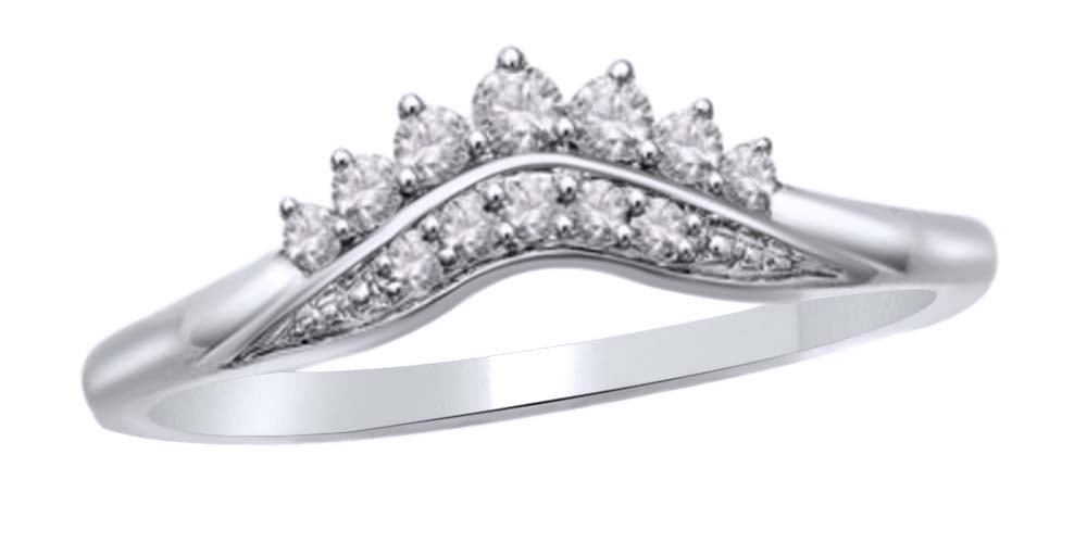 AFFY White Cubic Zirconia Double Row Contour Tiara Anniversary Band ...