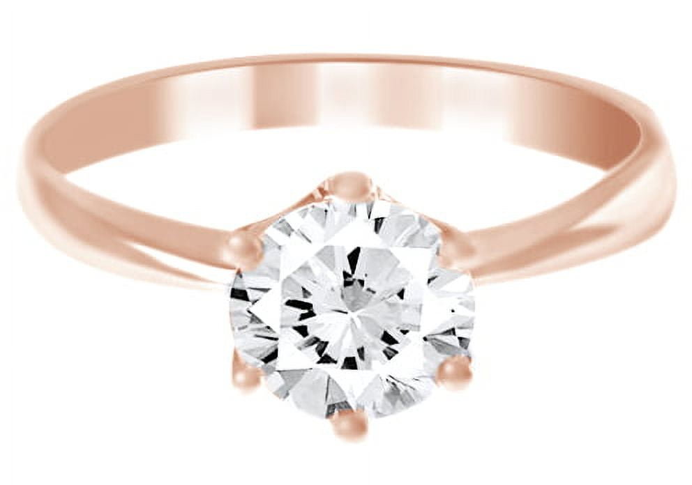 AFFY White Cubic Zirconia Engagement Ring In 14k Rose Gold (2 Cttw) By ...