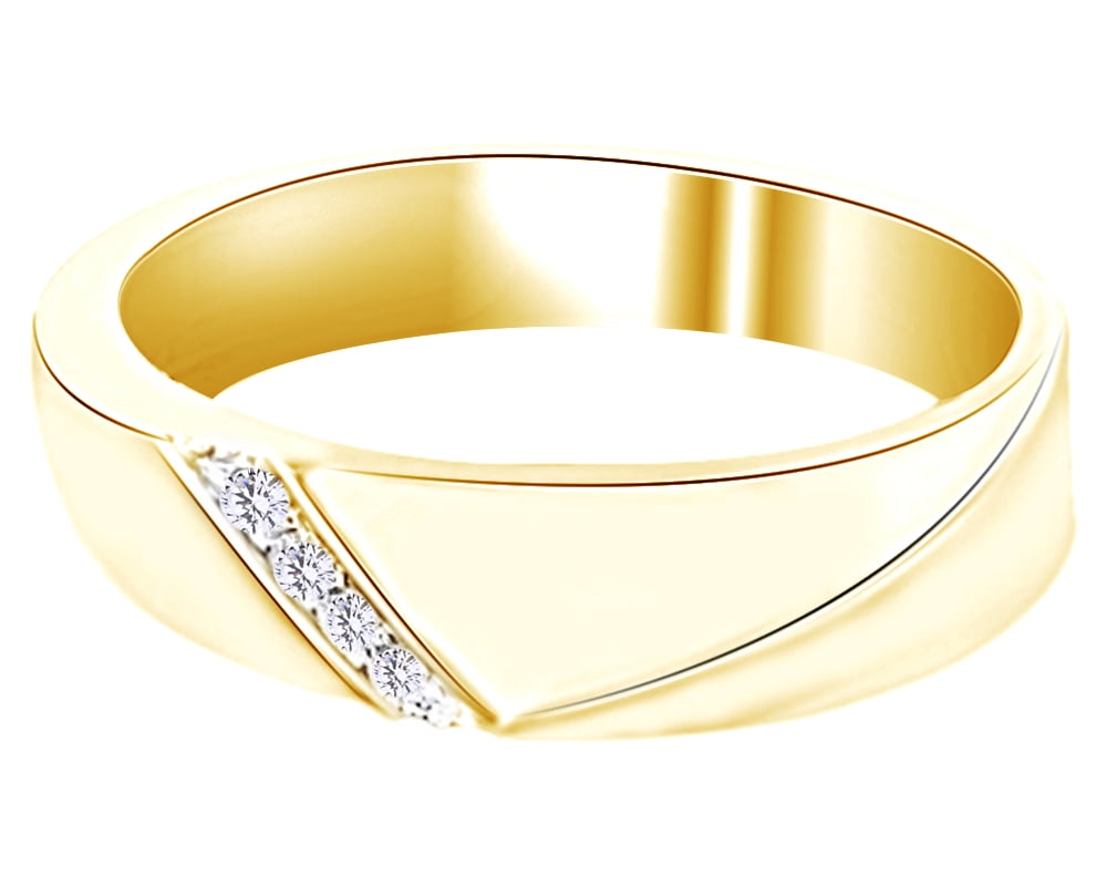 AFFY White Cubic Zirconia Four Stone Men's Wedding Band Ring in 925 ...