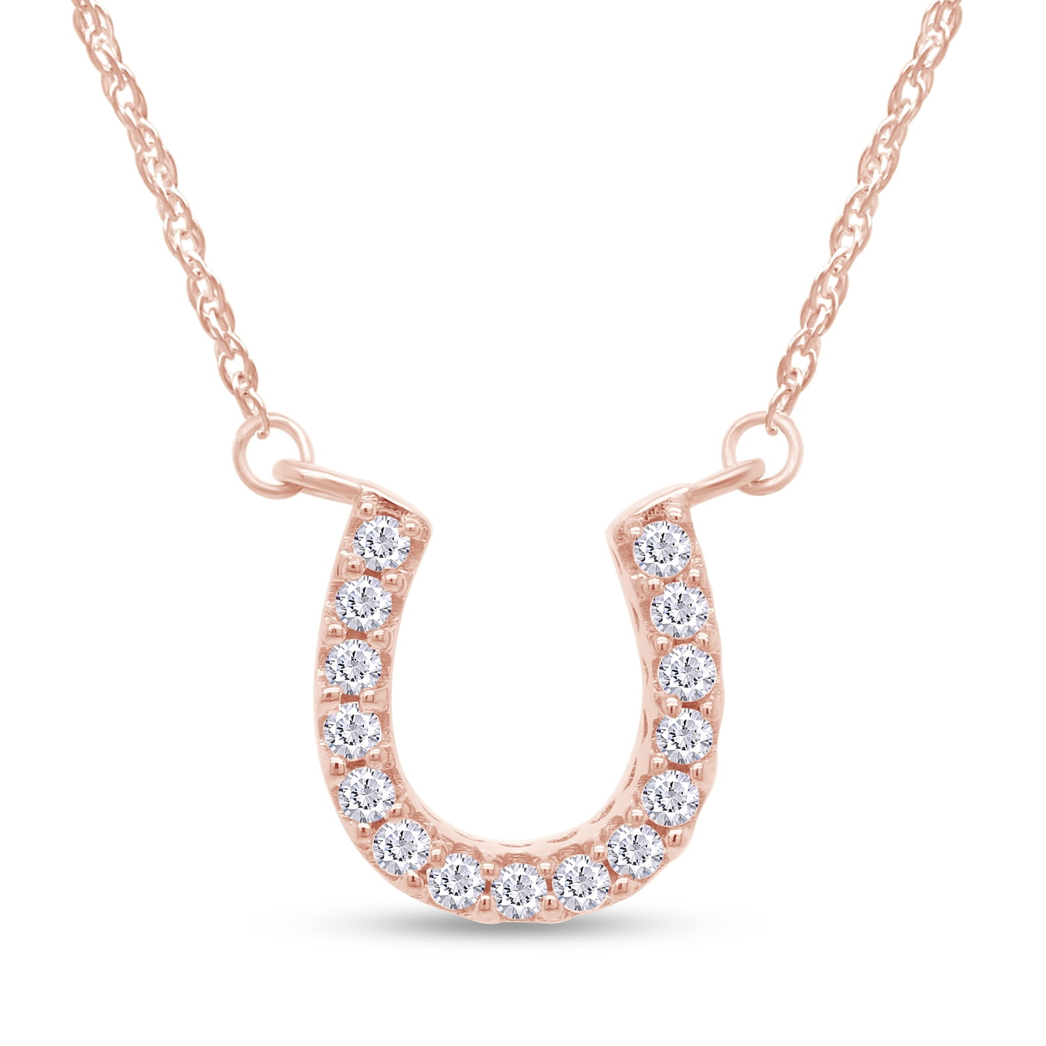 AFFY White Cubic Zirconia Horseshoe Fashion Pendant Necklace in 14k ...