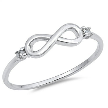 Infinity Forever Love White CZ Promise Ring .925 Sterling Silver Band ...