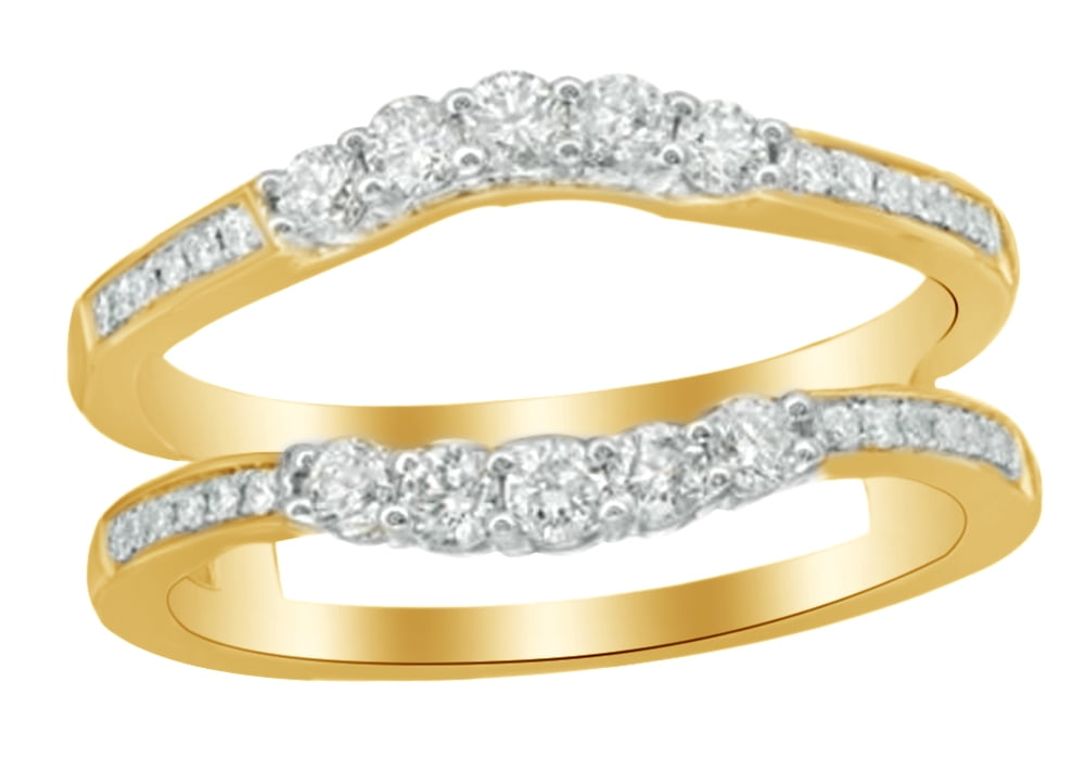 AFFY White Cubic Zirconia Solitaire Enhancer Ring In 14k Yellow Gold (0 ...