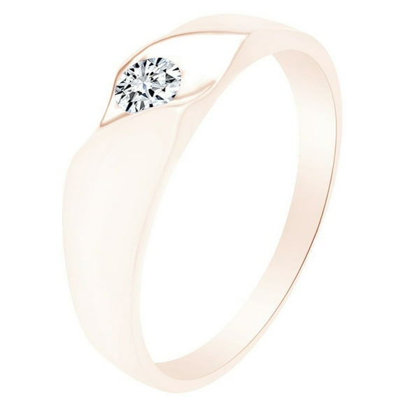 AFFY White Cubic Zirconia Solitaire Engagement Ring 14k White Gold Over ...