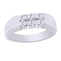 AFFY White Cubic Zirconia Five Stone Wedding Band Ring For Men's In 14k ...