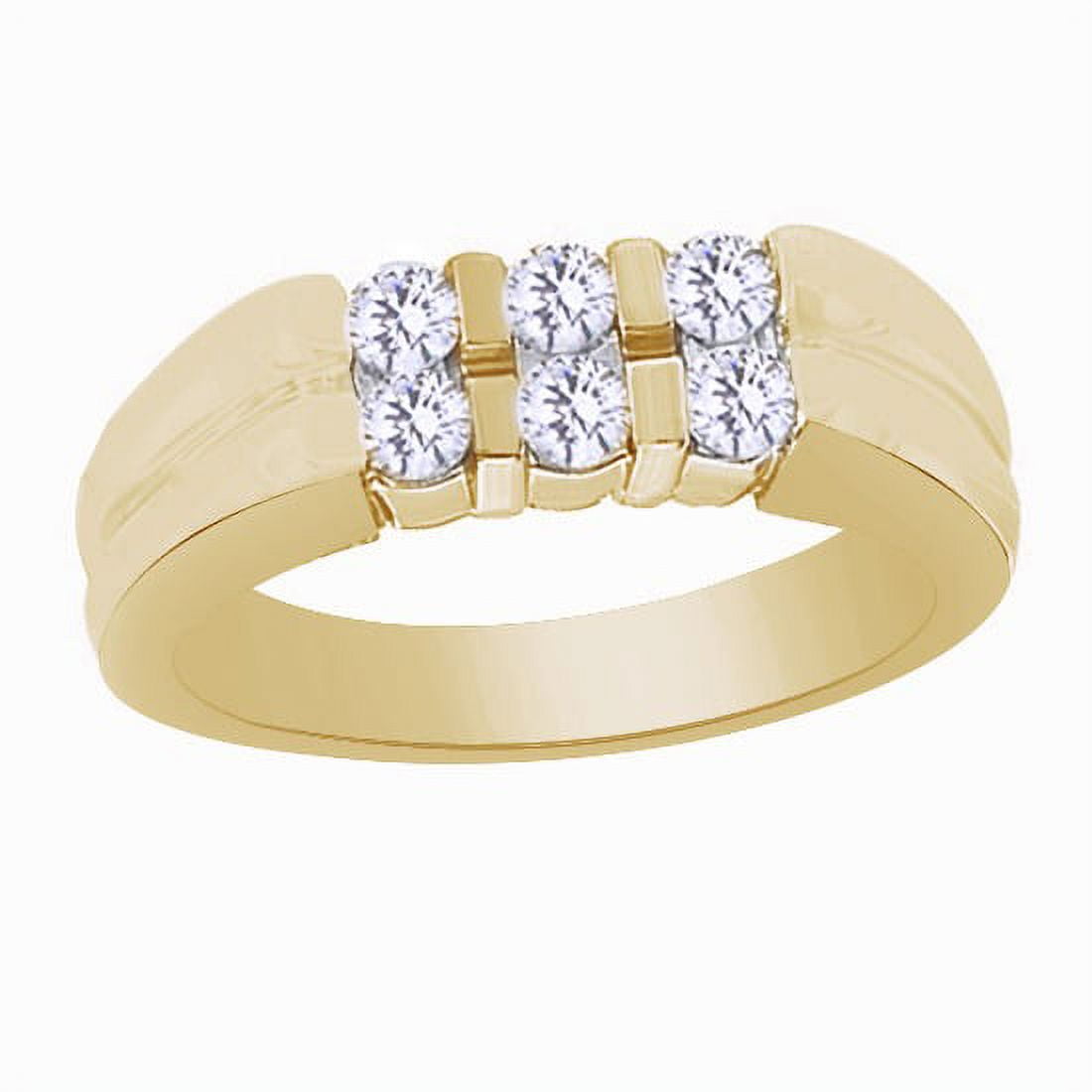 AFFY White Cubic Zirconia Wedding Band Ring For Men's In 14k Yellow ...
