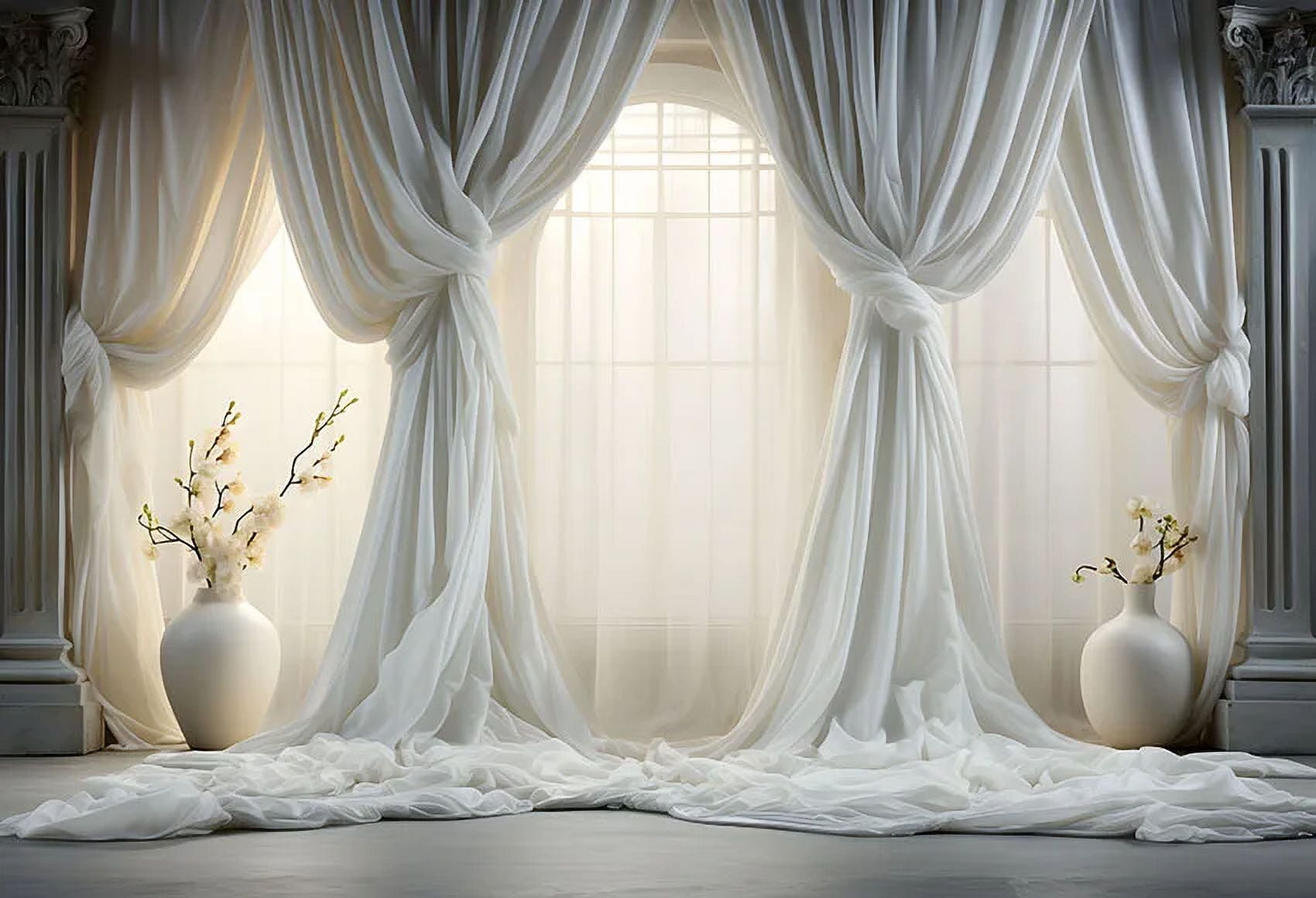 White Curtain French Window Adult Birthday Wedding Maternity Portrait r ...