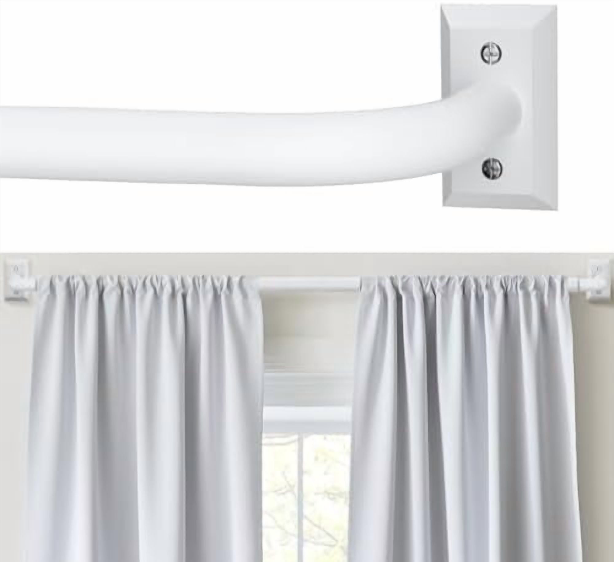 White Curtain Rods, Room Darkening Rod for Windows 48 to 90 Inches(4-7 ...