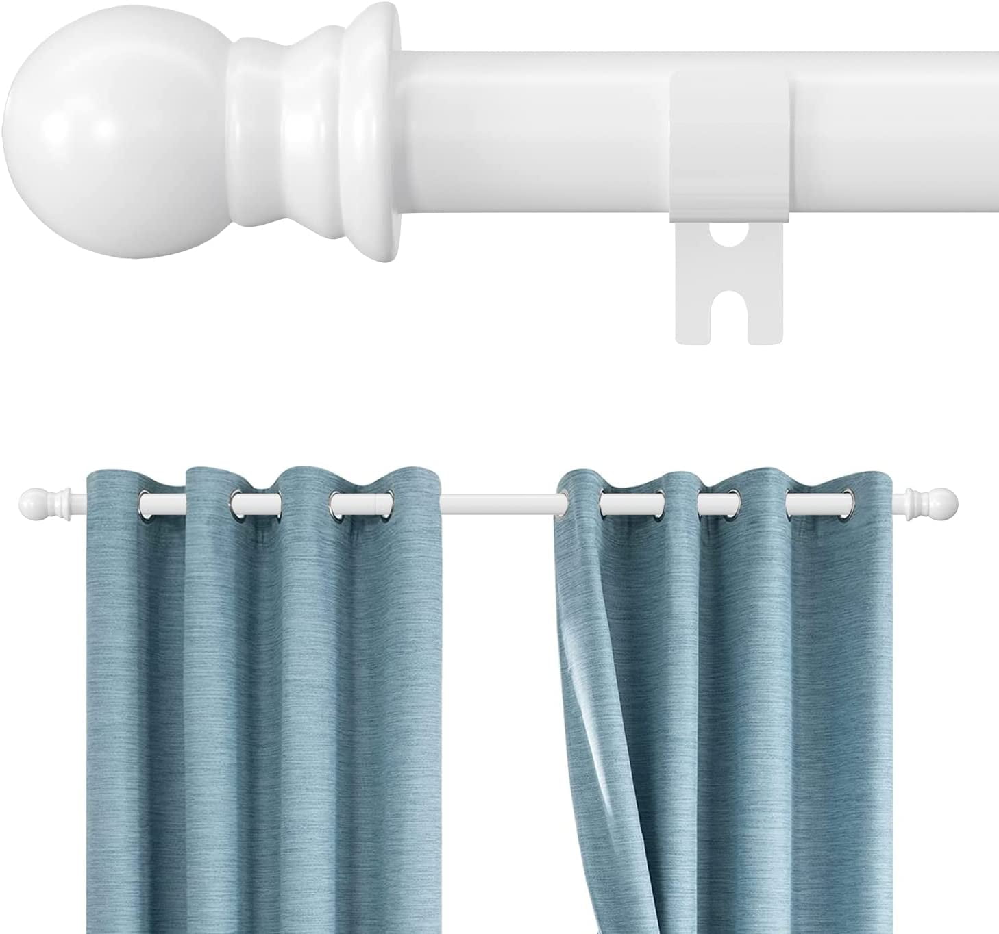 White Curtain Rods for Windows 28 to 48 inch, Heavy Duty 1 inch Curtain ...