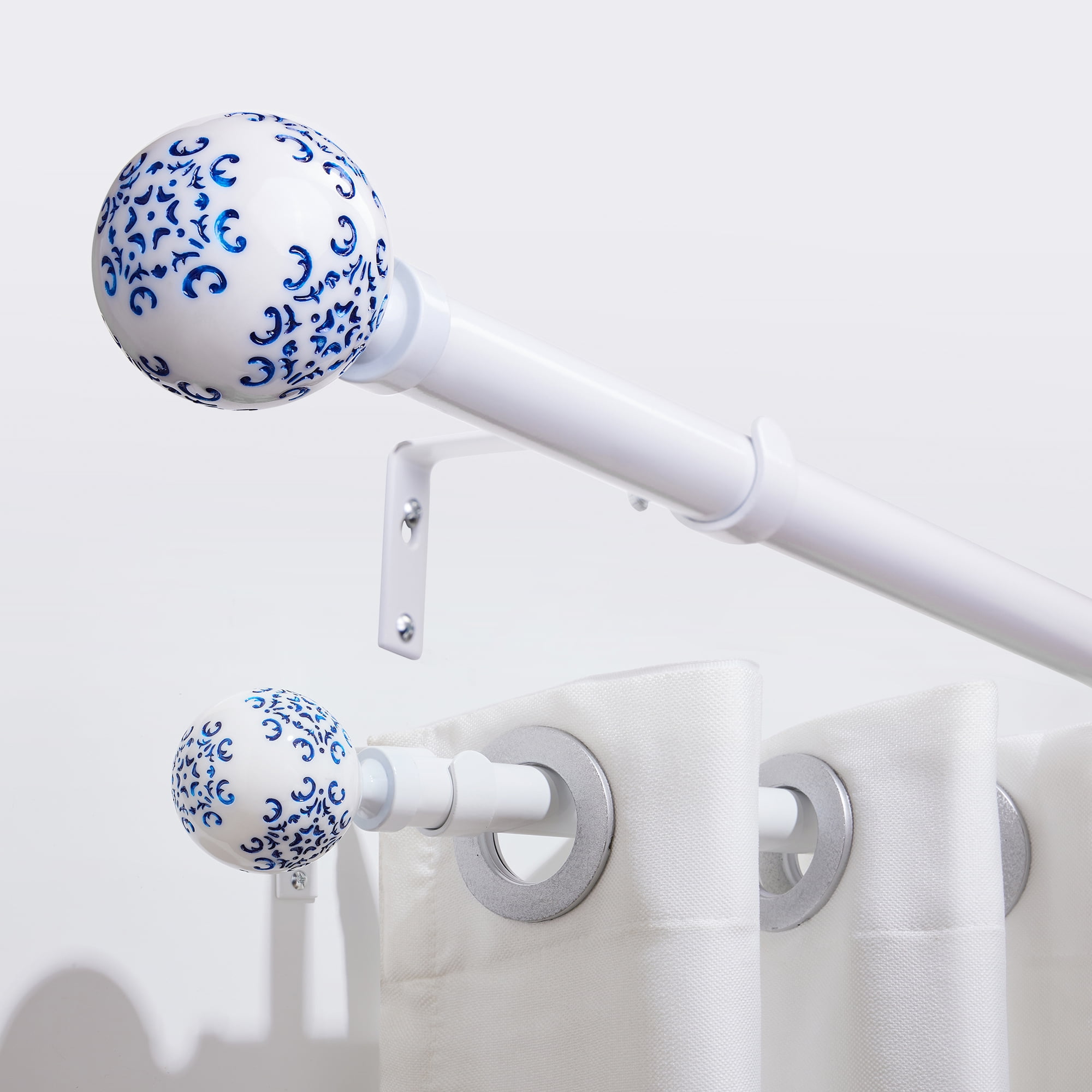 White Curtain Rods for Windows 32-72 Inch: 1 Inch Adjustable Modern ...