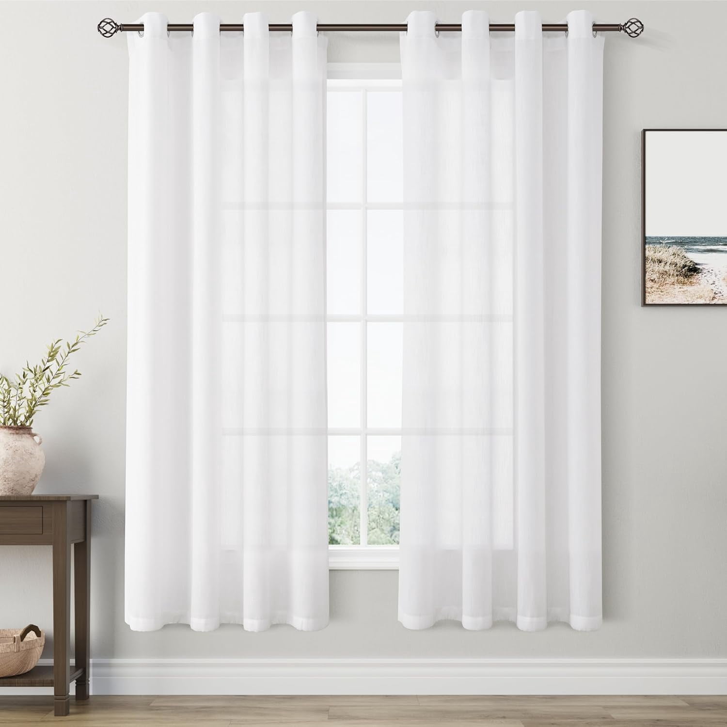 White Curtains 72 inches Long for Living Room Bedroom 2 Panels Set ...