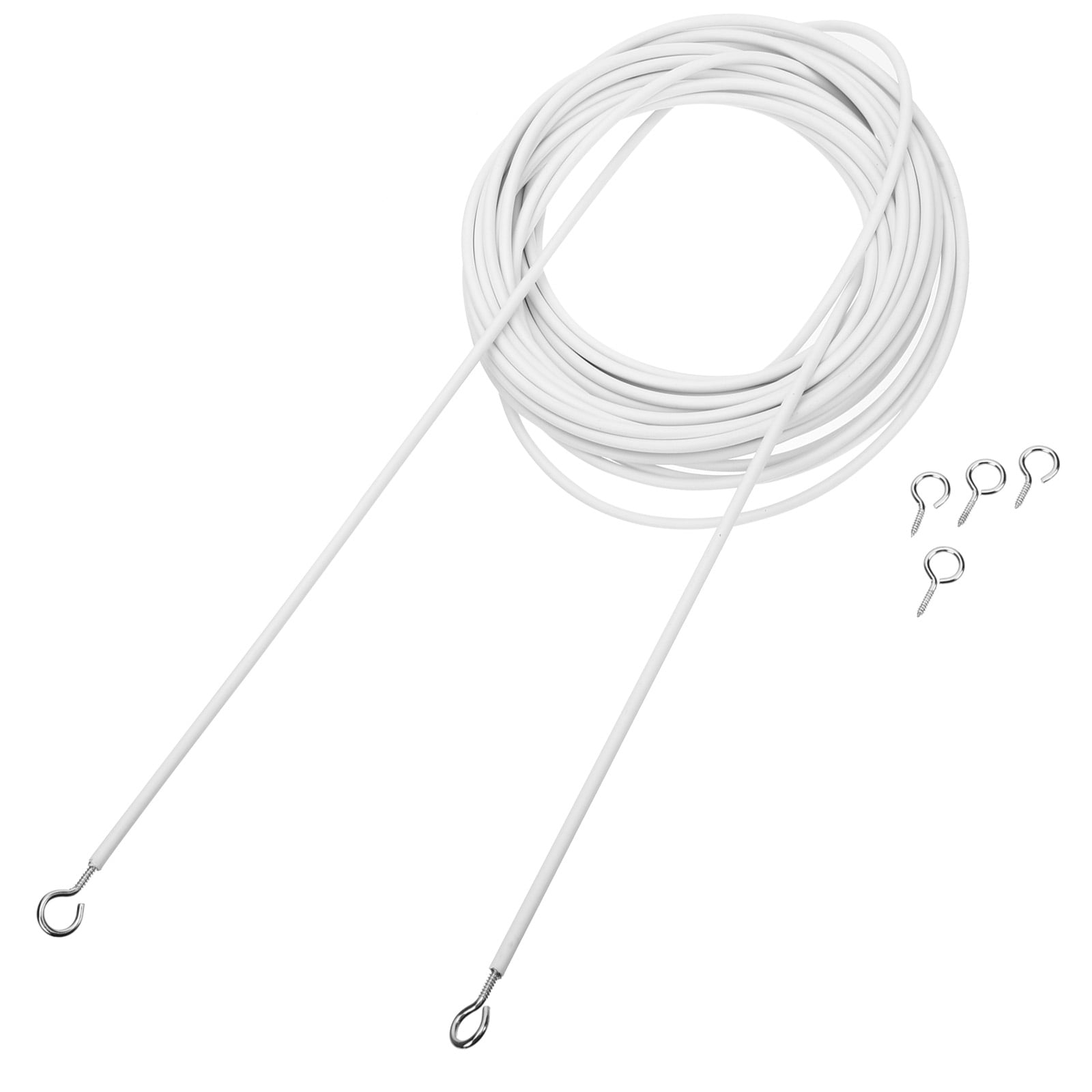 White Curtains Railing System Kit Window Hanging Wire Thread Pvc Metal ...