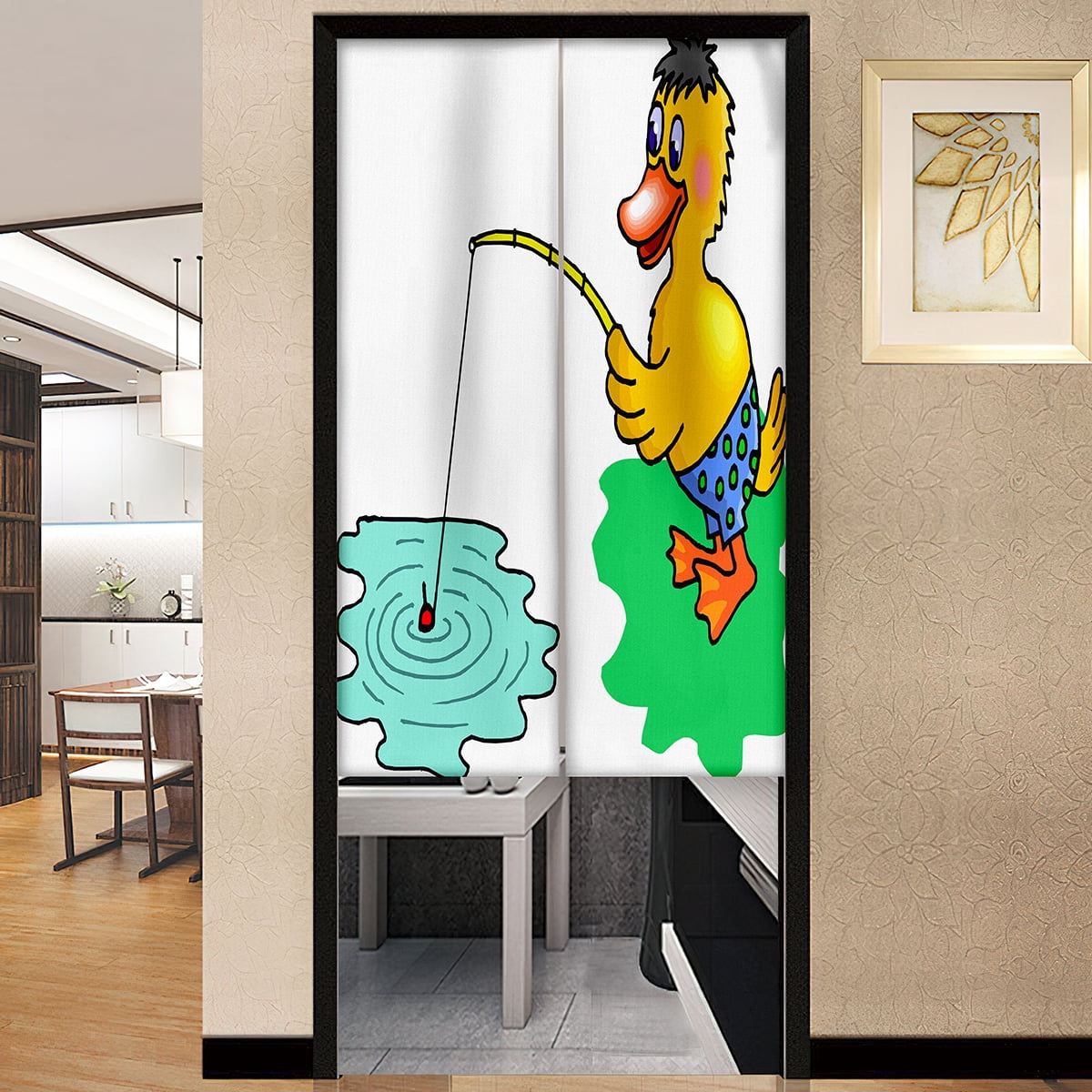 White Cute Cartoon Duck Door Curtains Bedroom Kitchen Living Room ...