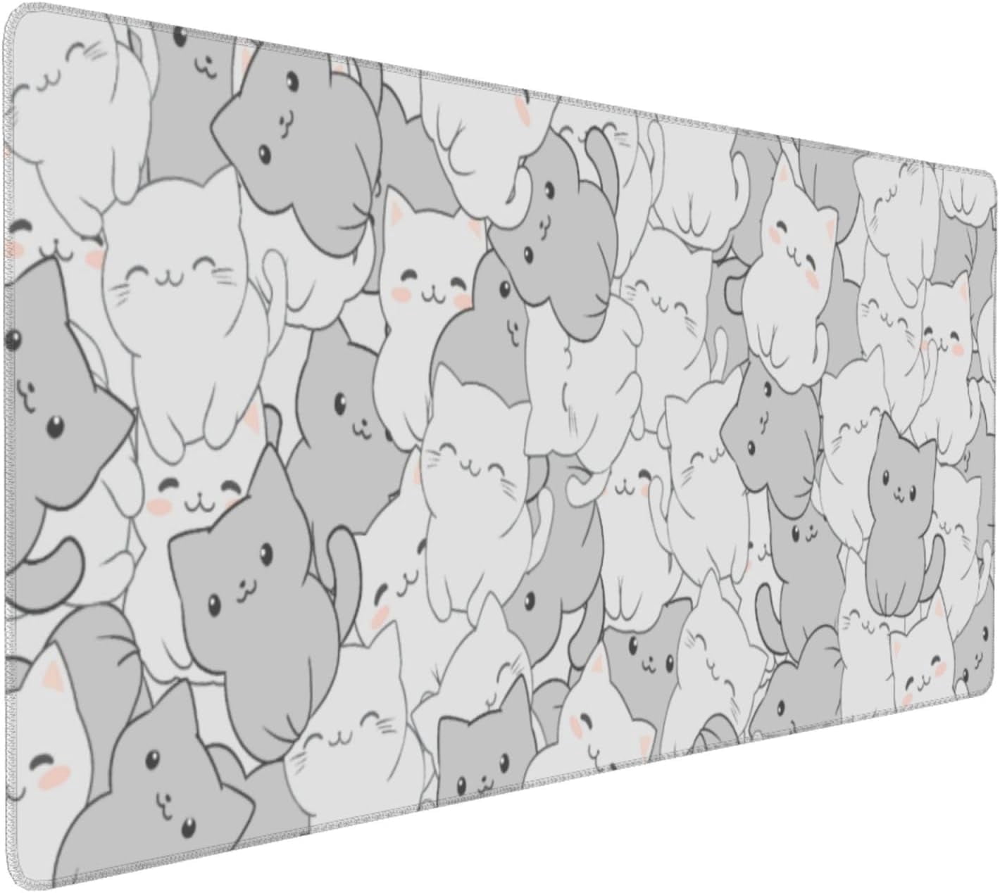 White Cute Cat Gaming Mouse Pad XL Cute Kittens Anime Desk Mat 35.4x15 ...