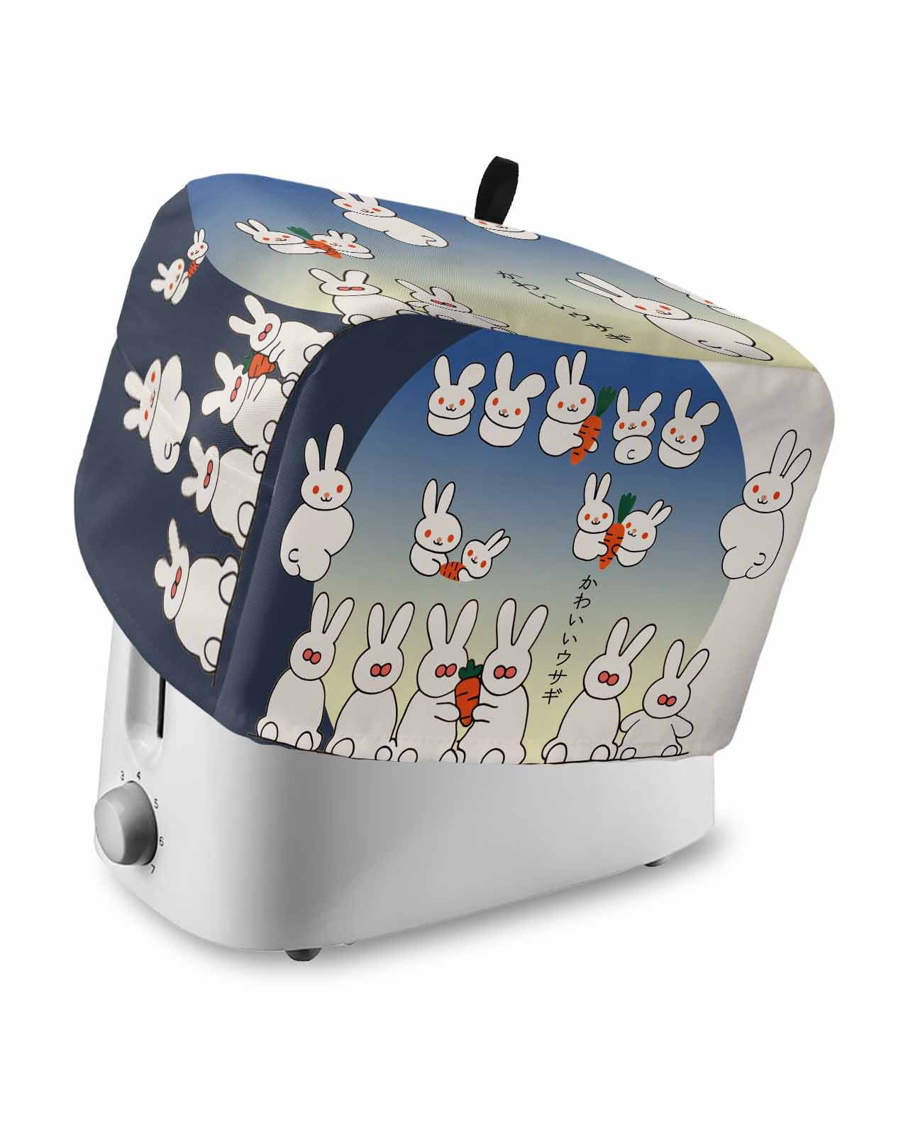 White Cute Rabbit Toaster Cover 4 Slice, Large Kitchen Appliance Covers ...