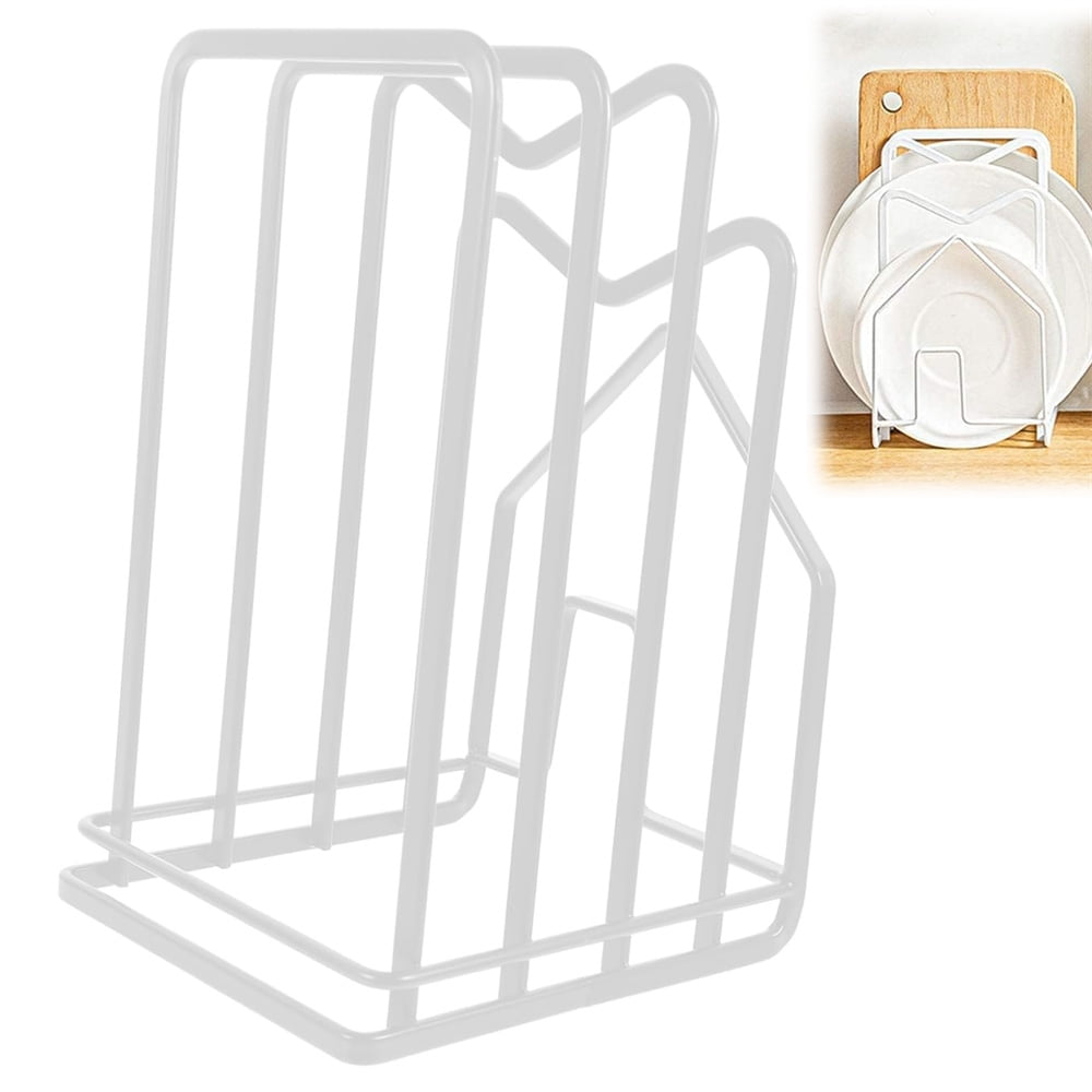 White Cutting Board Holder Rack,Metal Dinnerware Display Stand ...