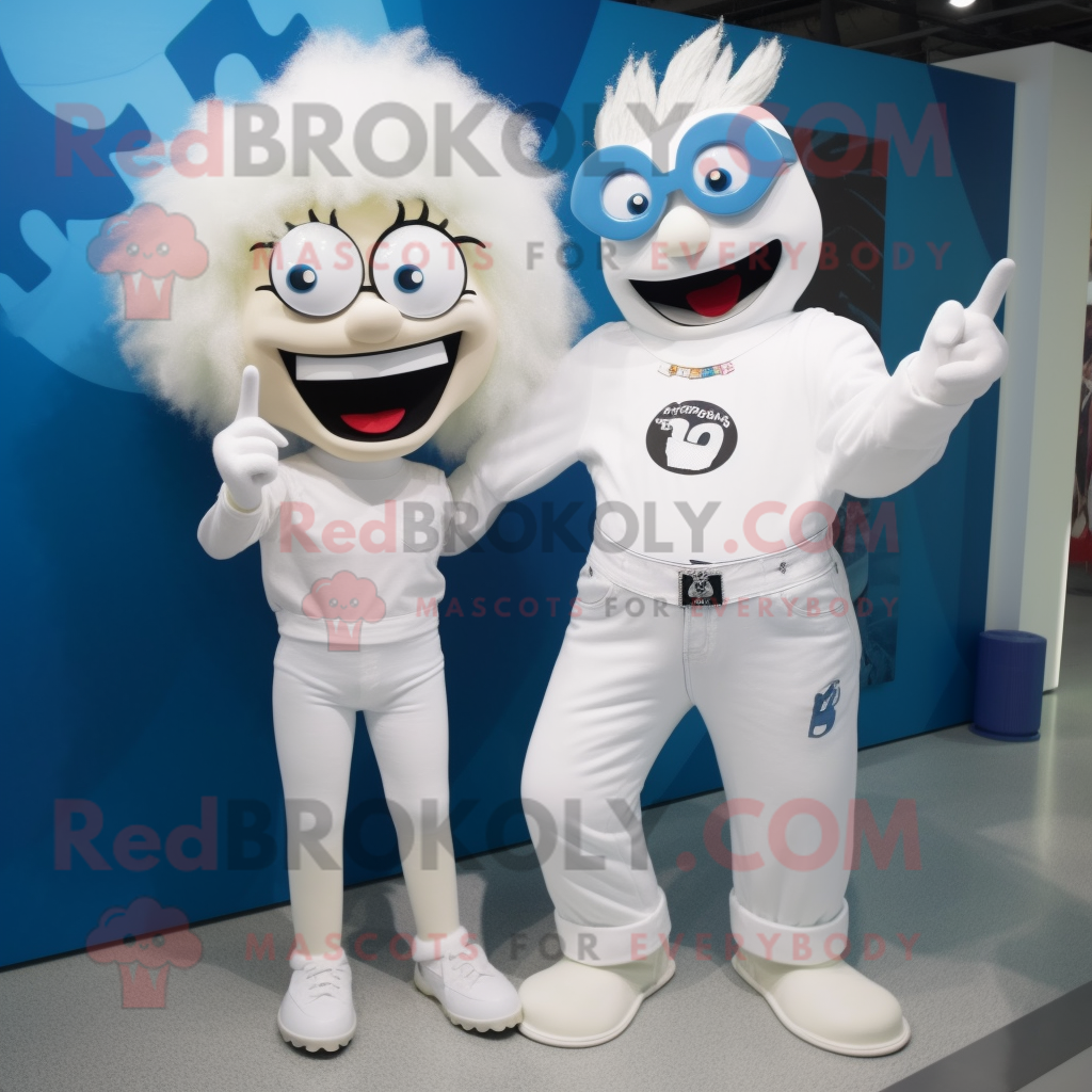 White Cyclops REDBROKOLY mascot costume character dressed with a Mom ...