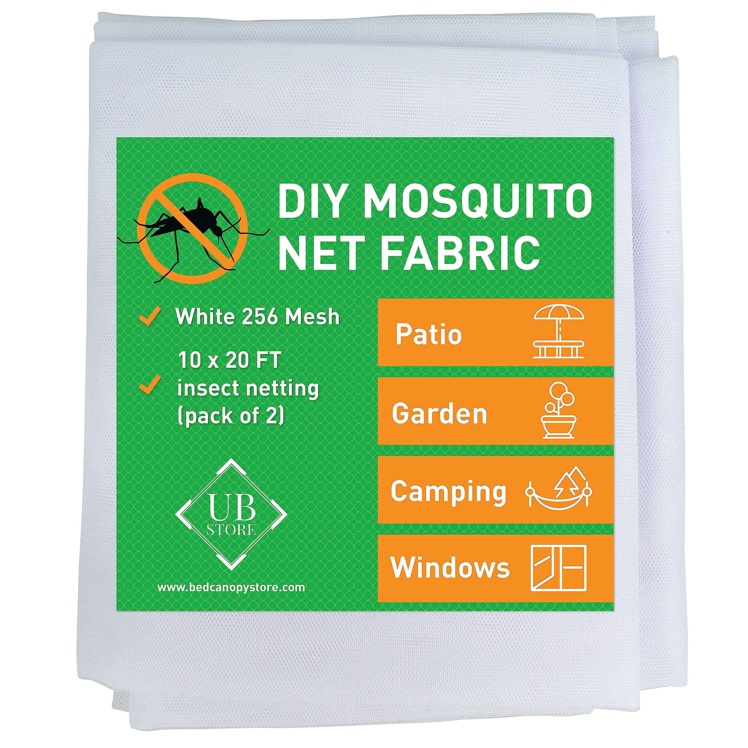 White DIY Mosquito Net Fabric | 10x20 FT Bug Netting 2 Pack | Insect ...