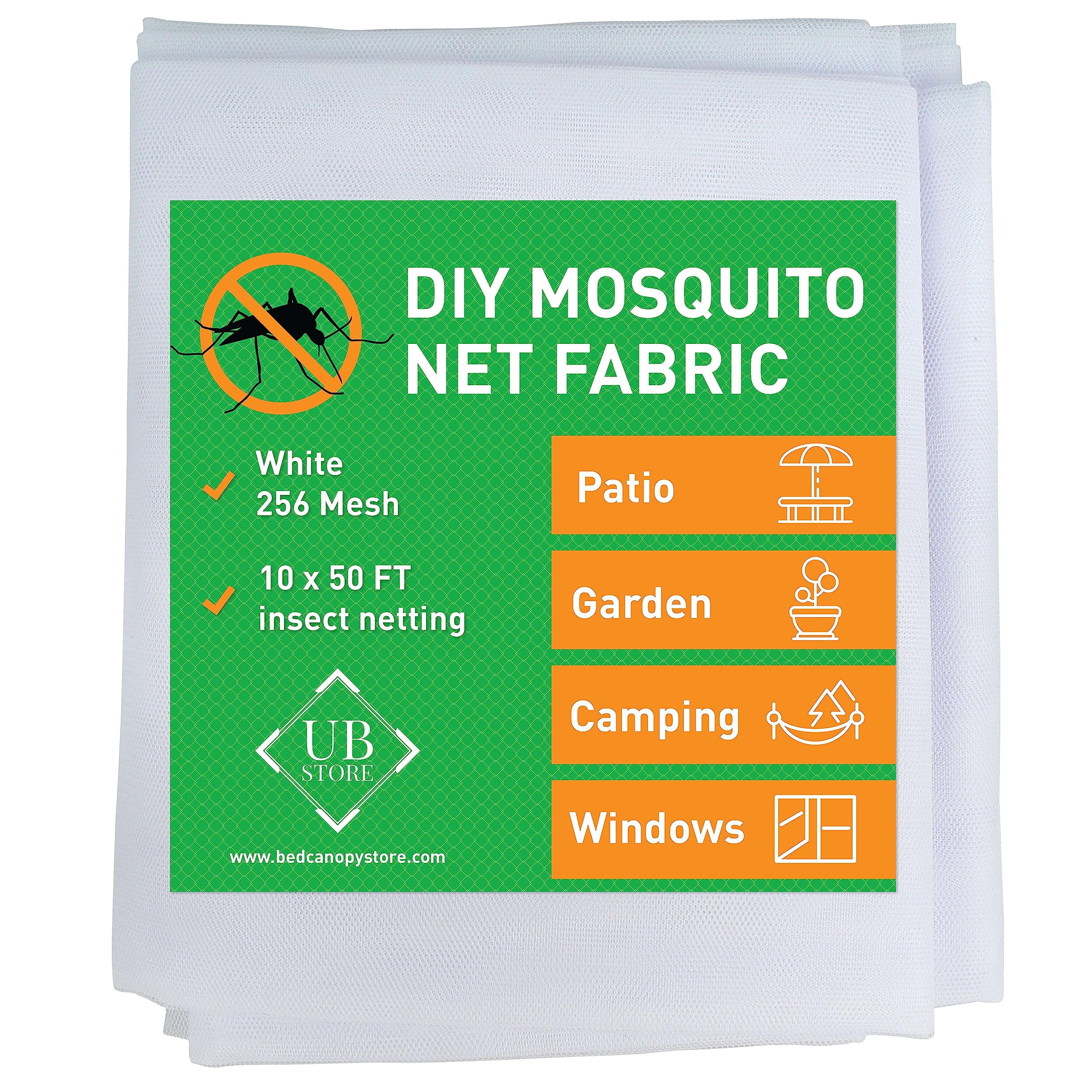 White DIY Mosquito Net Fabric | 10x50 FT Bug Netting | Insect Cover for ...