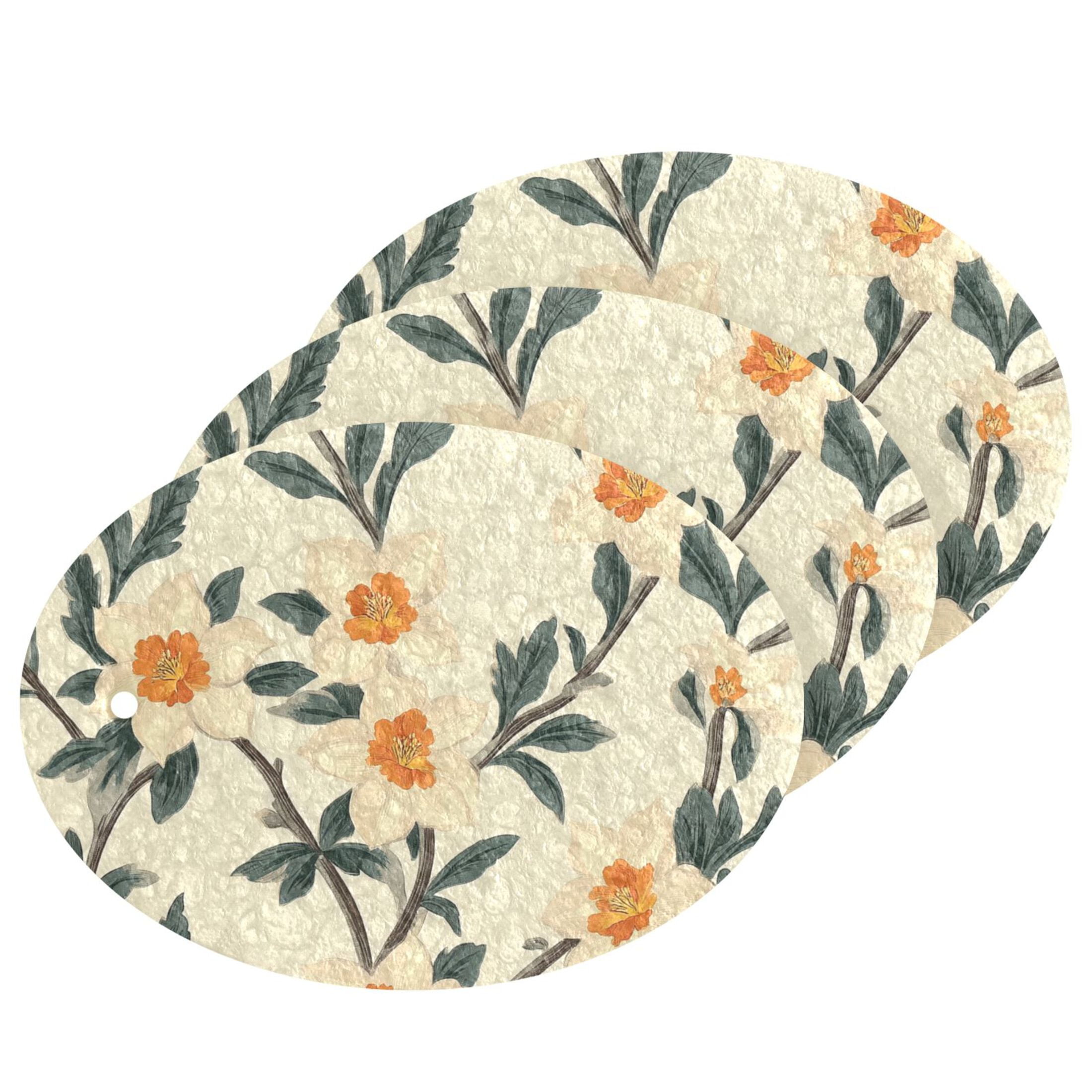 White Daffodils and Leaves Scrub Sponges for Cleaning Kitchen and ...