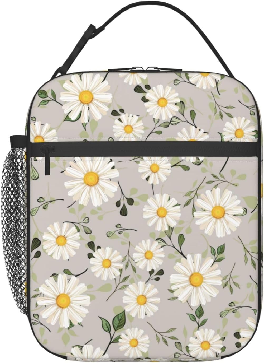 White Daisies Lunch Bag Leaves Lunch Box Insulated Meal Bag Food ...