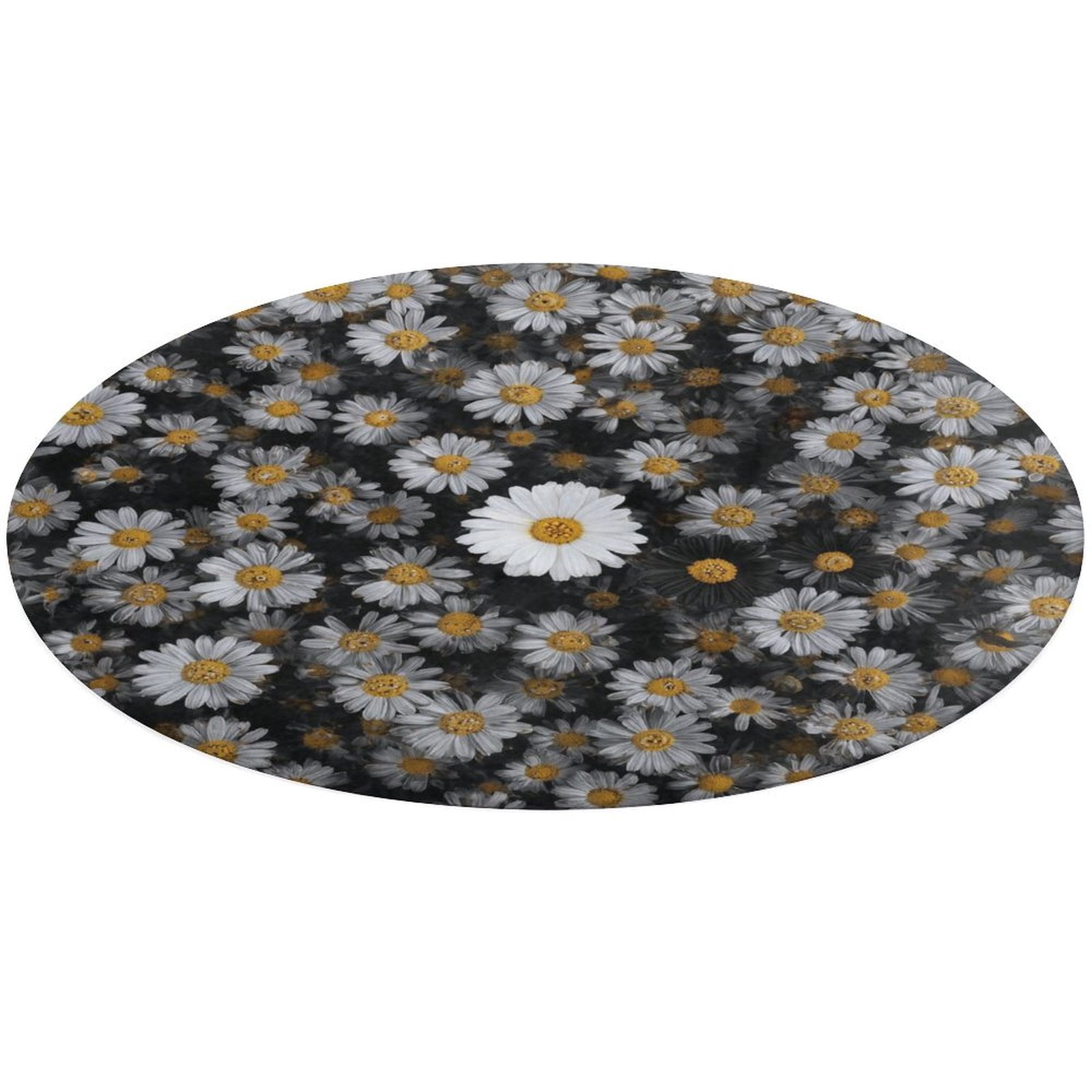 White Daisy Among Grey Daisies Round Carpet Living Room Carpet Modern ...