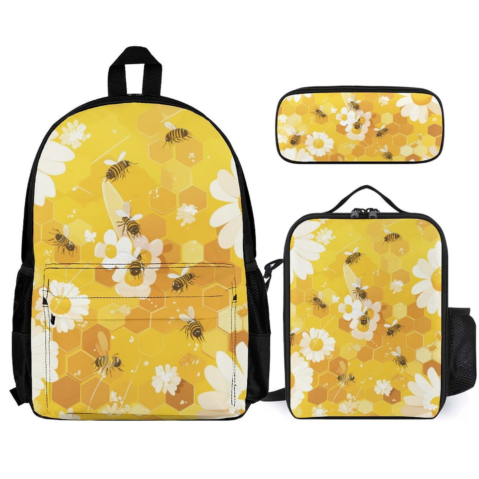 White Daisy And Bee Backpack Set Lightweight Backpack Book Bag Backpack ...