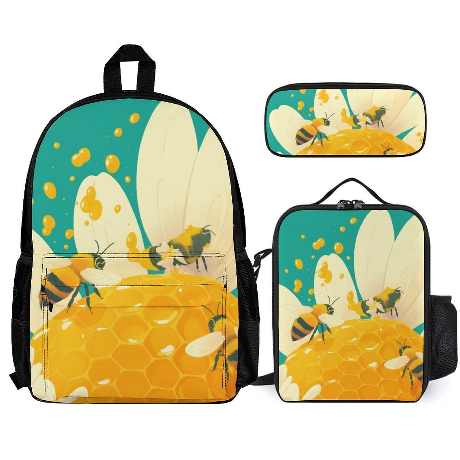 White Daisy And Bee Backpack Set Lightweight Backpack for Book Bag ...