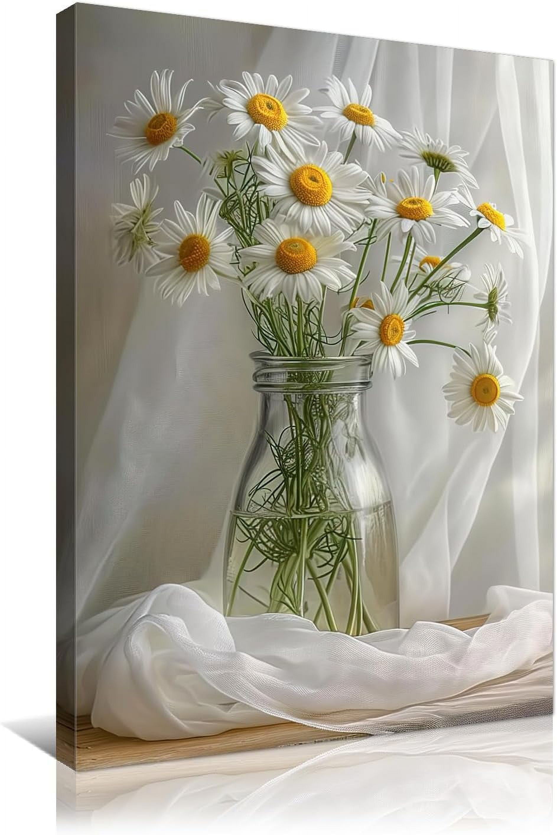White Daisy Canvas Wall Art Modern Gallery Decor Print Elegant Chic ...