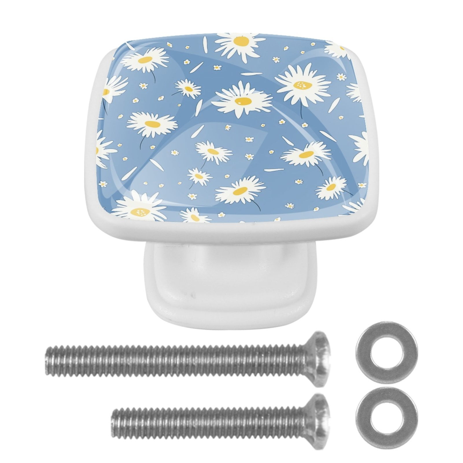White Daisy Flower Floral Cabinets Door and Drawers Knobs Pulls ...