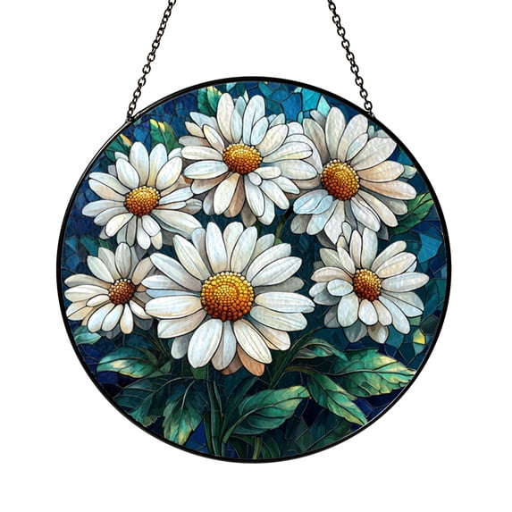 White Daisy Flower Stained Glass Style Window Suncatcher - Walmart.com