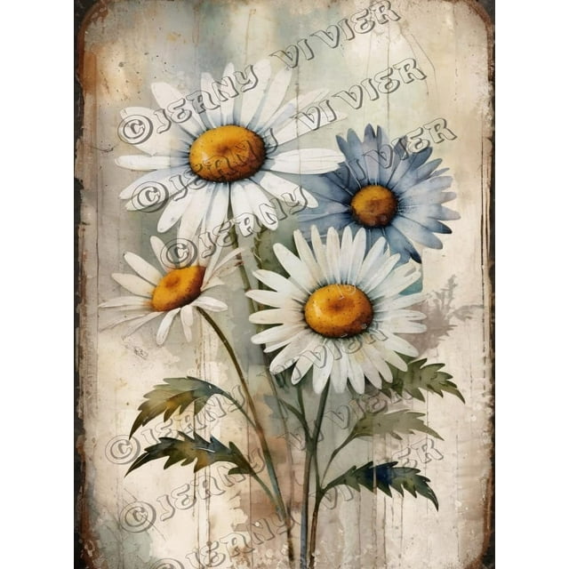 White Daisy Retro Aluminum Sign 5.5x8 IN Metal Sign Sunflower Flower ...