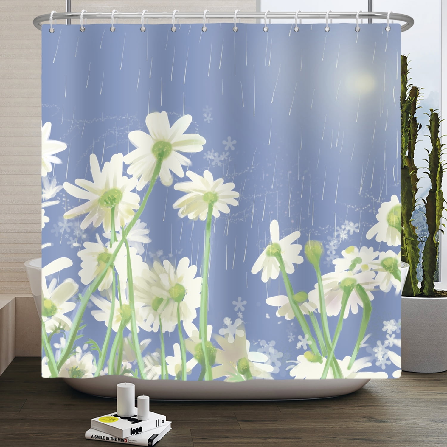White Daisy Shower Curtain Plant Flower Spring Fresh Aesthetic Bathroom ...