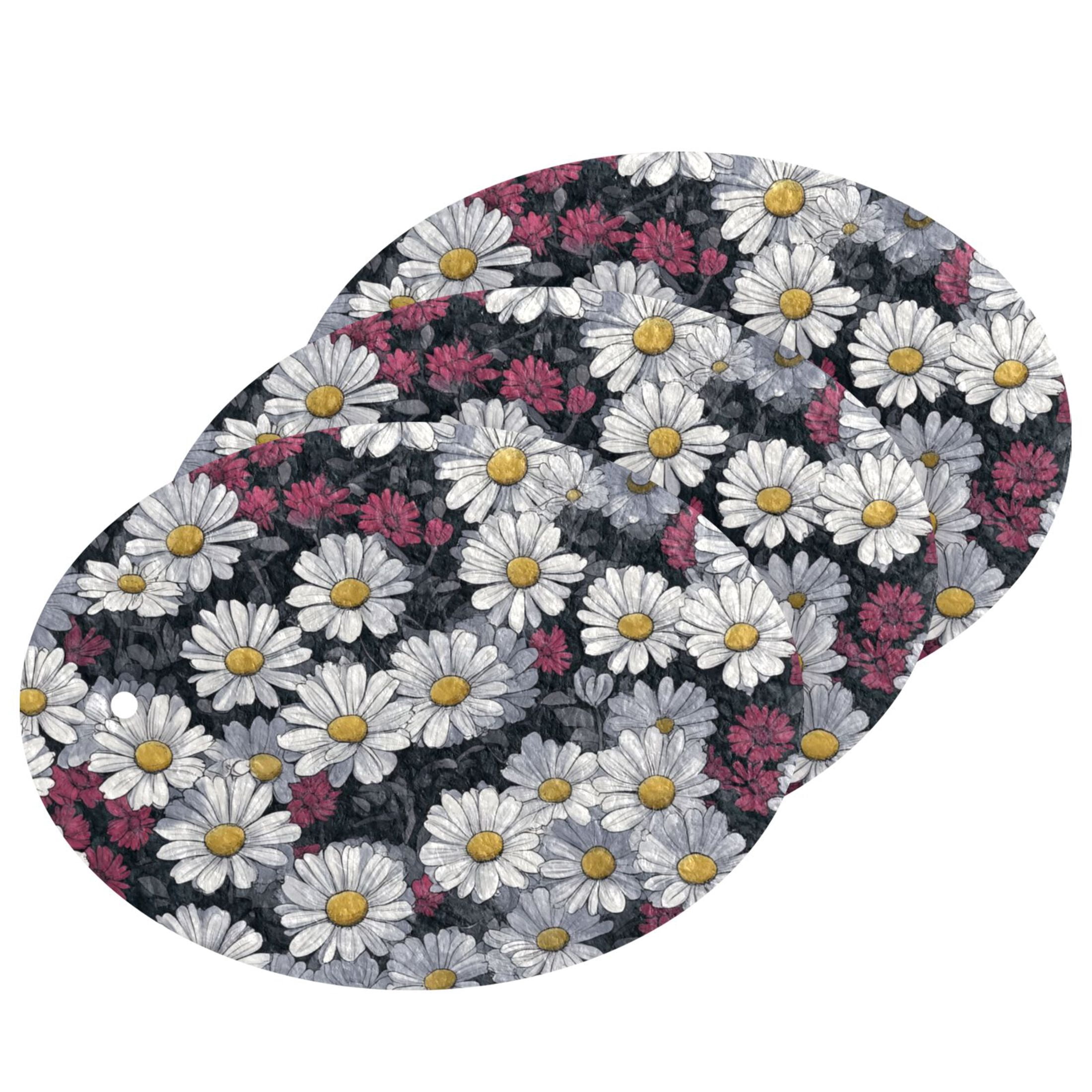 White Daisy Wallpaper Scrub Sponges for Cleaning Kitchen and Household ...