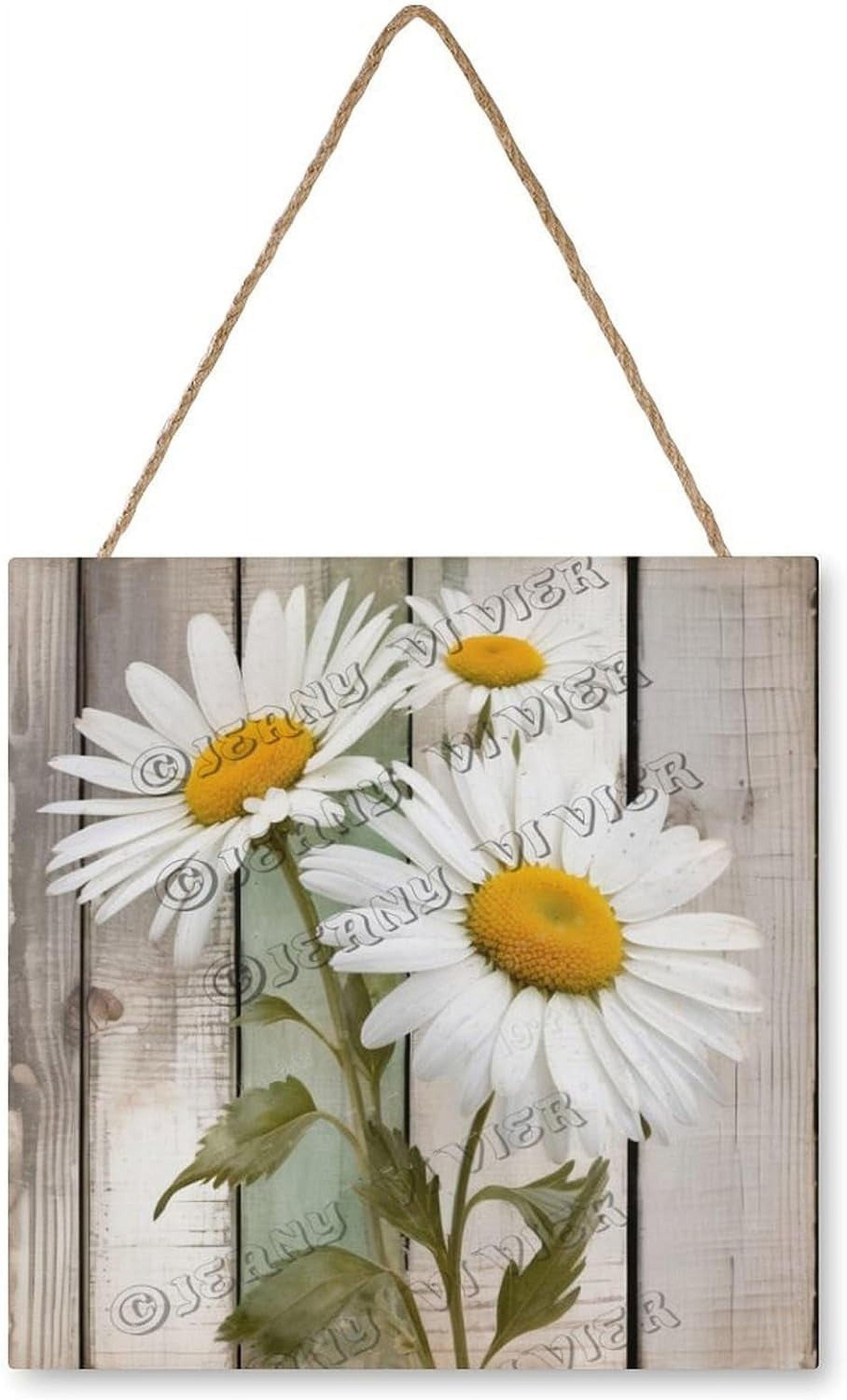 White Daisy Wooden Sign MDF Hanging Wood Plaques Daisy Hanging Sign for ...