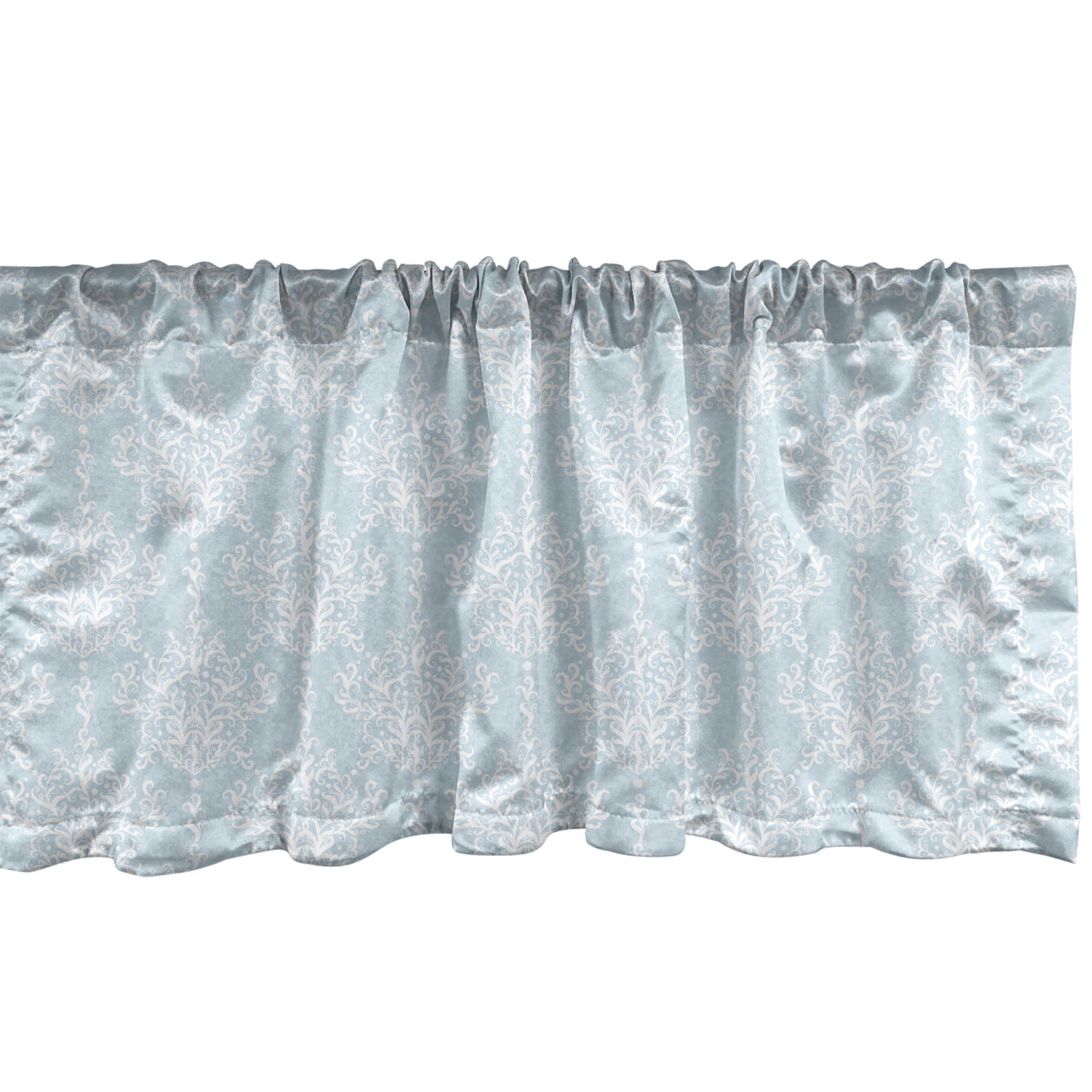 Ambesonne White Damask Valance Pack of 2, Soft Curls and Blooms, 54"X18 ...
