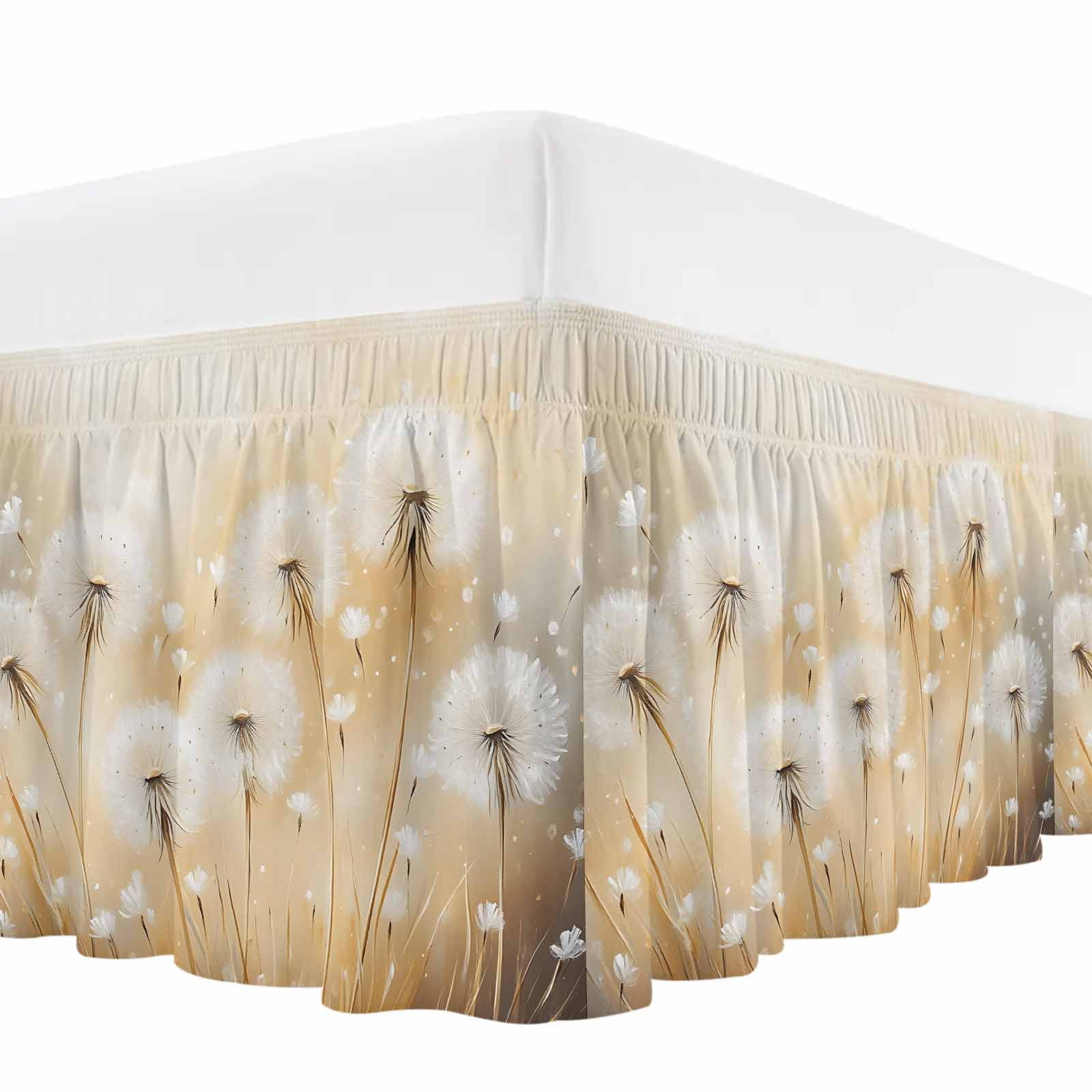 White Dandelion Bed Skirt Cal King Size,Spring Farmhouse Pastoral ...