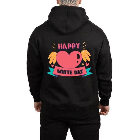 White Day Labels Hoodie – Elegant, Minimalist Design with Love-Themed ...