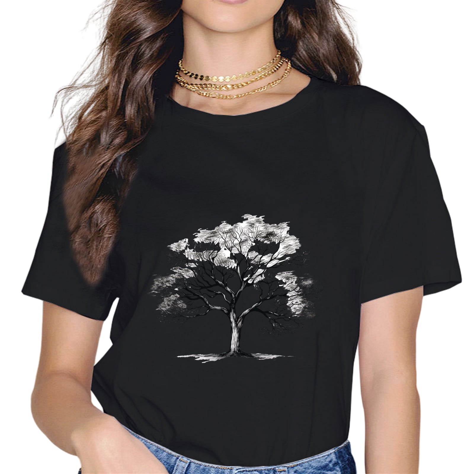 White Dead Tree - Detailed Graphic Design T-Shirt - Walmart.com