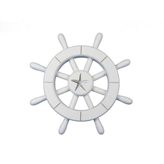 White Decorative Ship Wheel with Starfish- 12 in. - Walmart.com