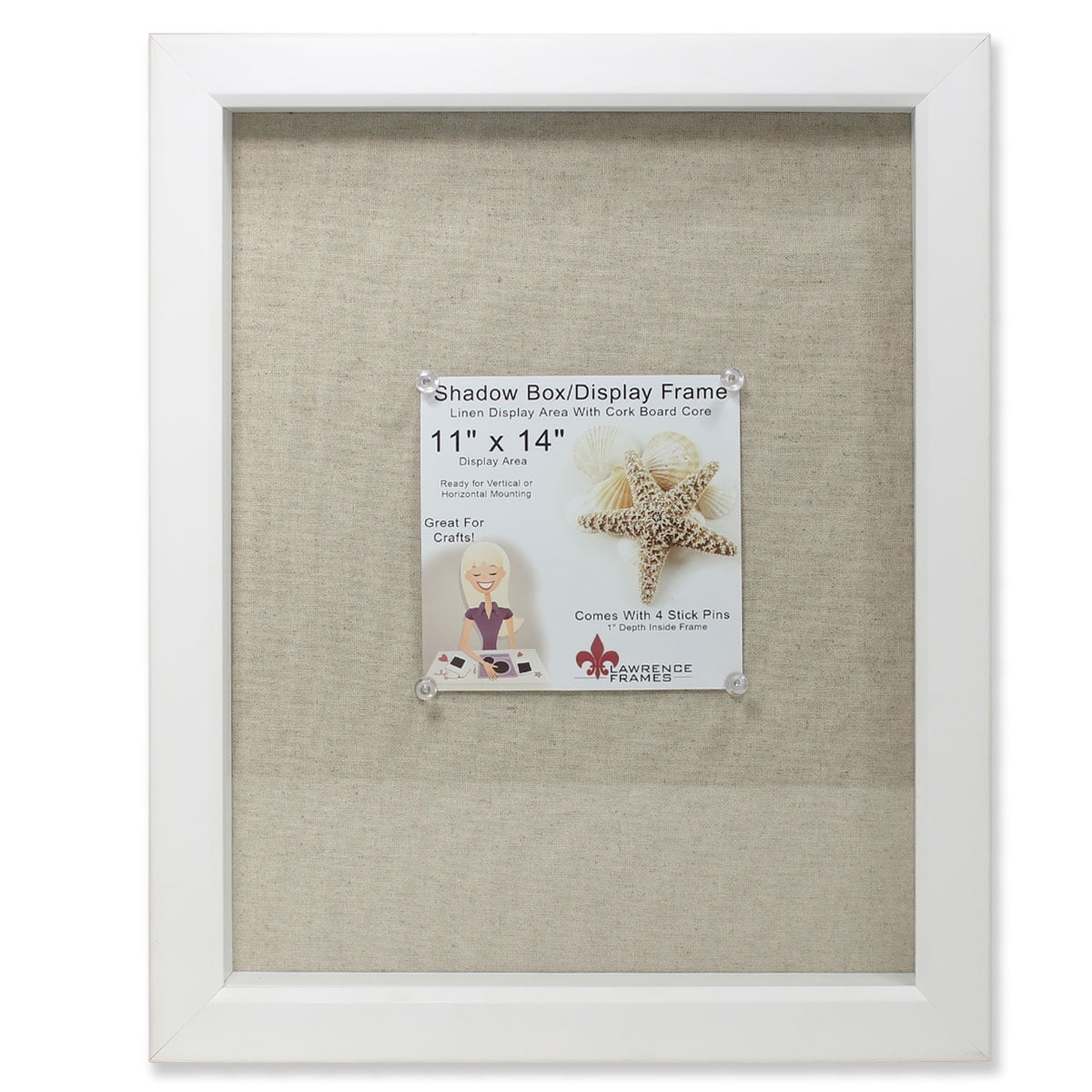 White Deep Craft Linen-lined 11x14 ShadowBox - 11x14 - Walmart.com