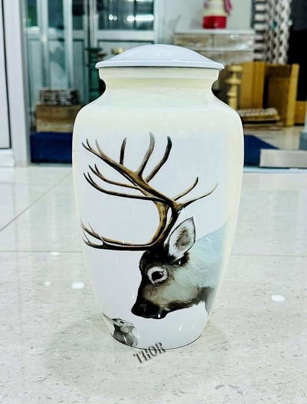 White Deer Cremation Urn for Human Ashes Decorative Funeral Urns for ...